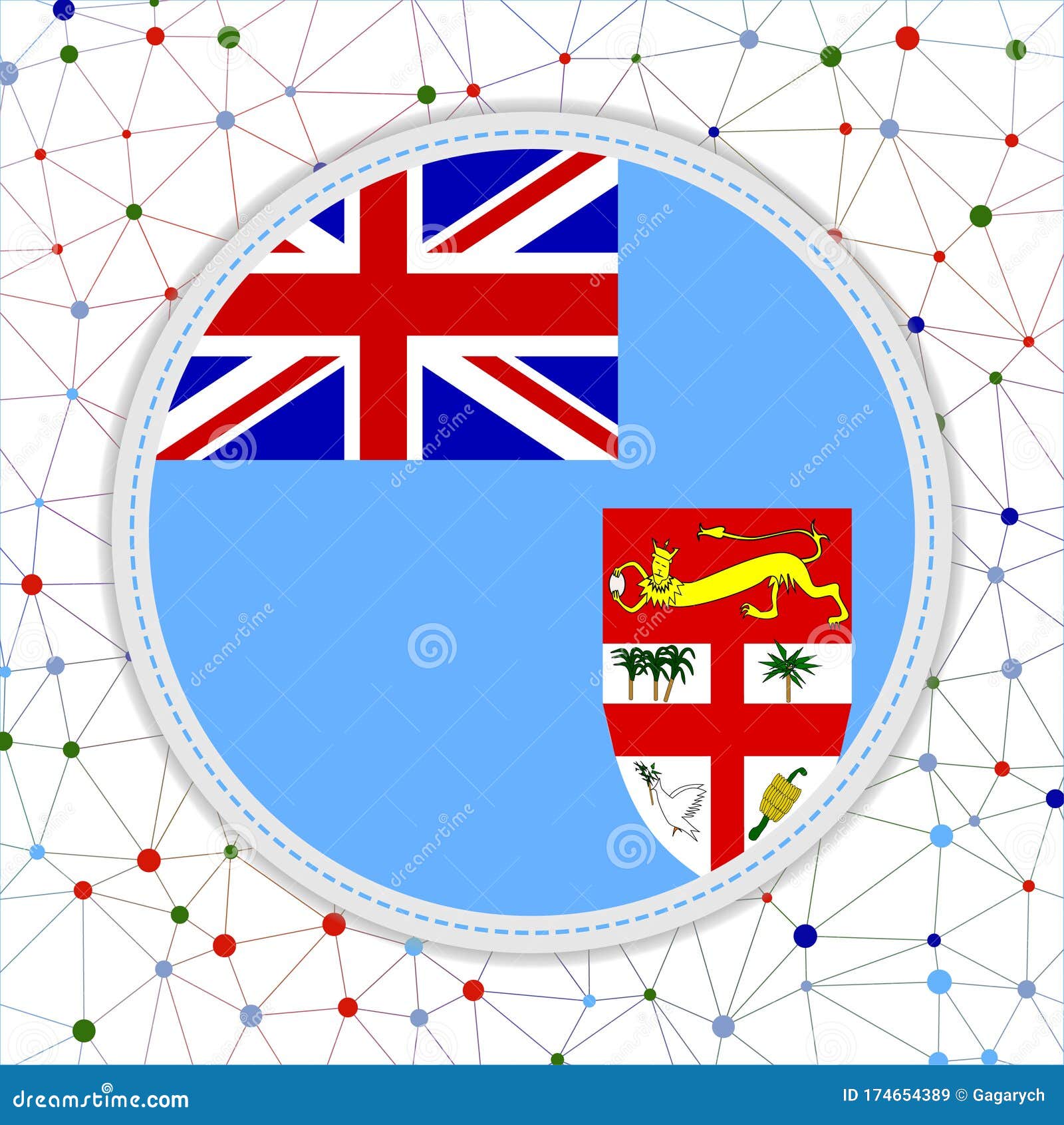 Fiji Network Map. Cartoon Vector | CartoonDealer.com #107267365