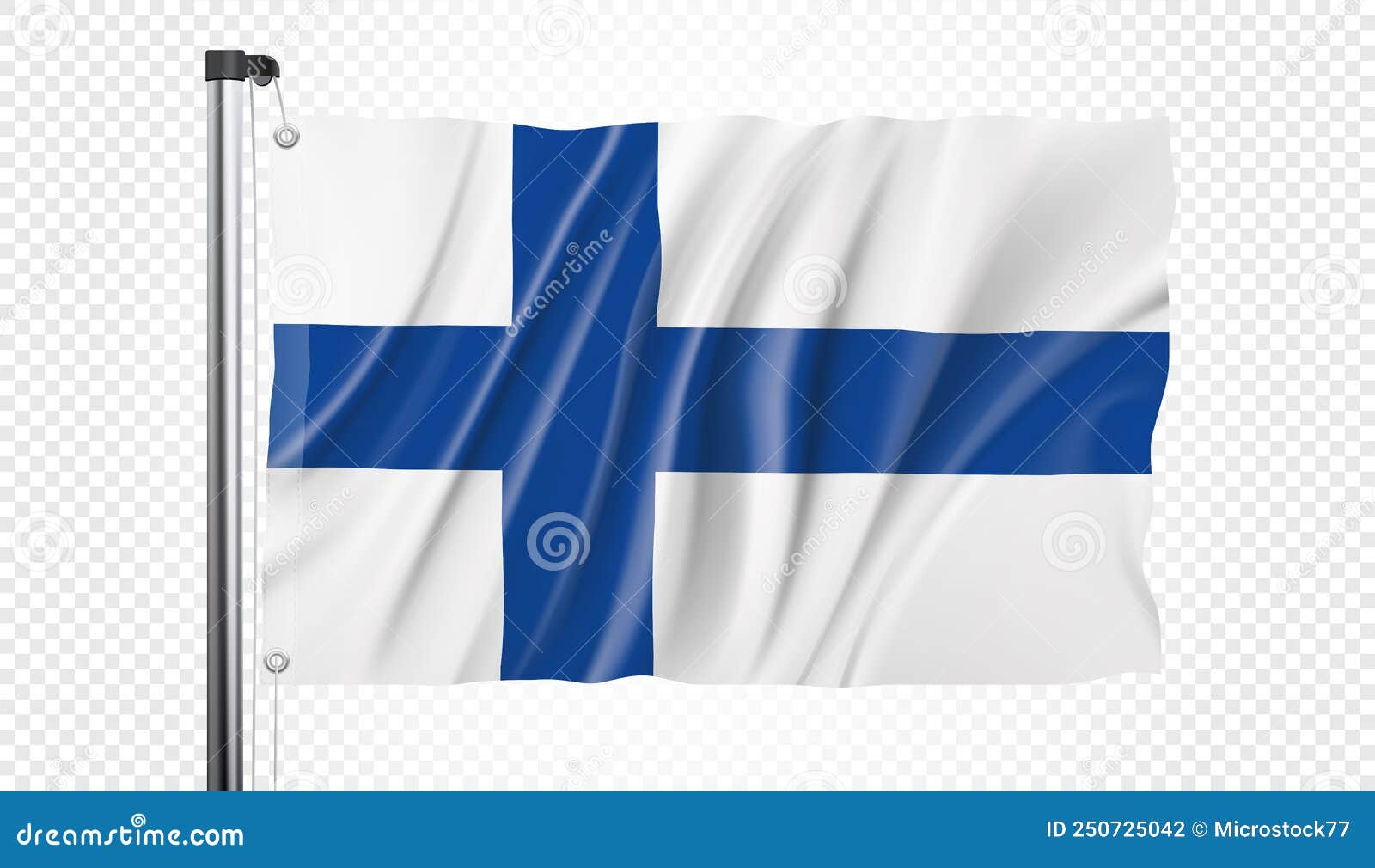 Flag Of Finland Isolated On Transparent Background, Realistic Vector ...
