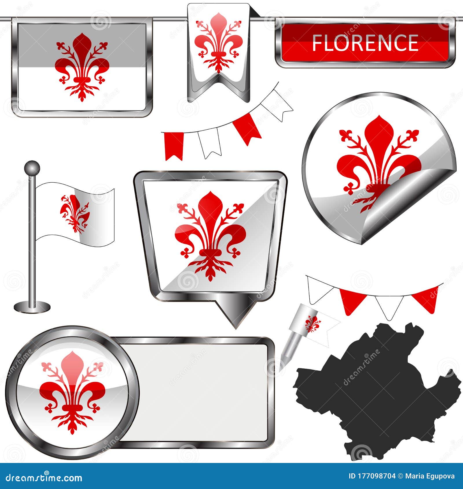 Flag of Florence, Italy stock vector. Illustration of vote - 177098704