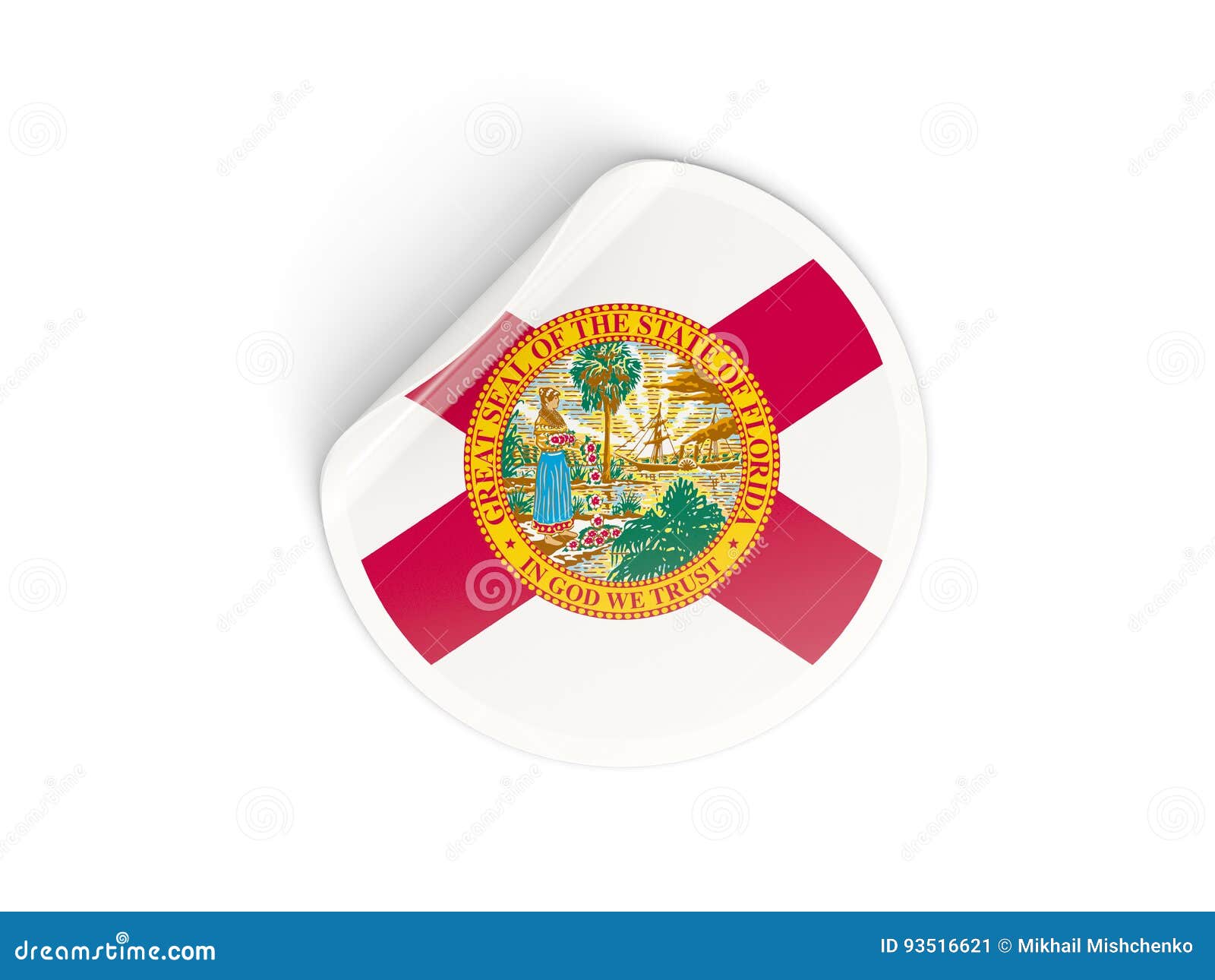 Flag of Florida, US State Round Sticker Stock Illustration ...