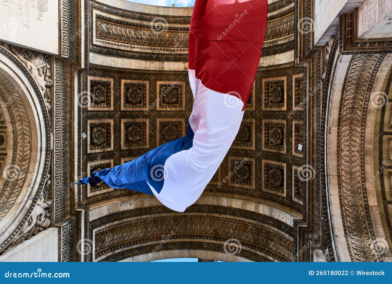 Flag of France Under the Triumphal Arch Stock Photo - Image of monument ...