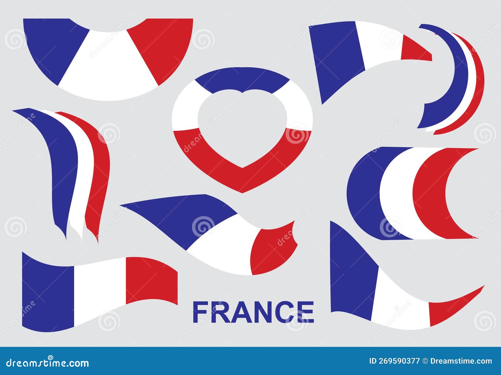 Flag of France - Vector Curved Design Elements Stock Vector ...