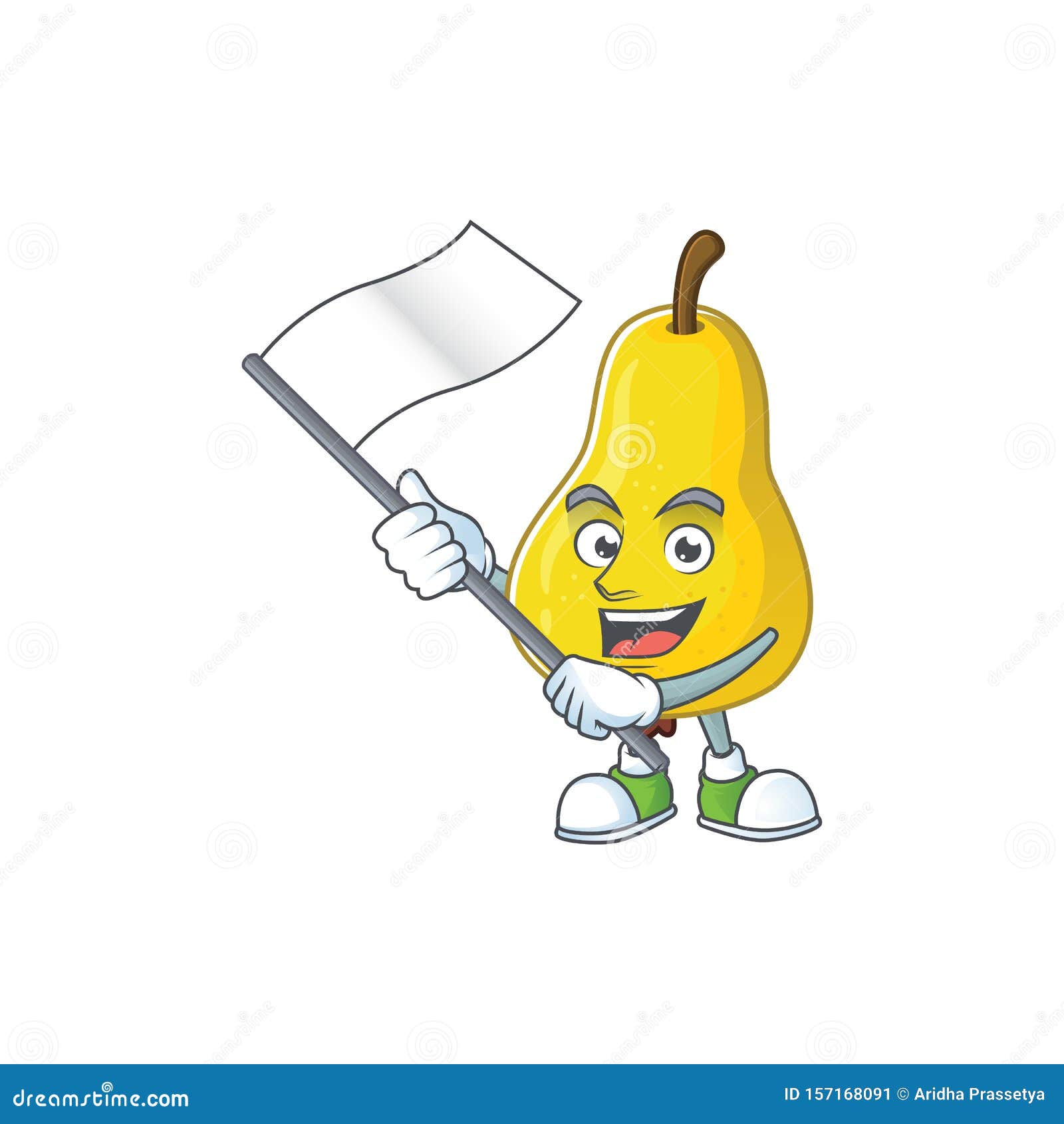 With Flag Fresh Pear on the Cartoon Character Stock Vector ...
