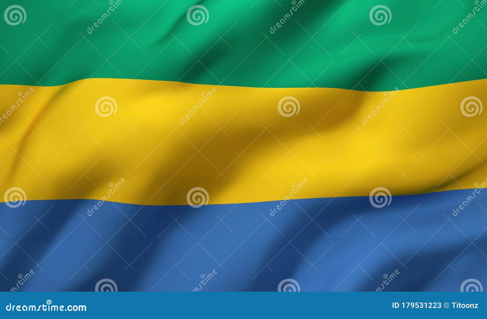 Flag of Gabon Blowing in the Wind Stock Illustration - Illustration of ...