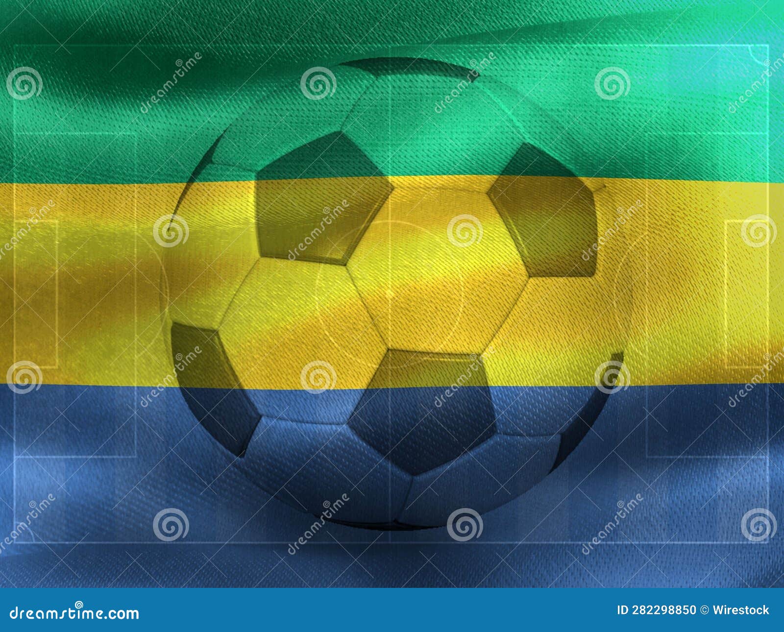 Flag of Gabon with a Soccer Ball. Stock Photo - Image of active, banner ...