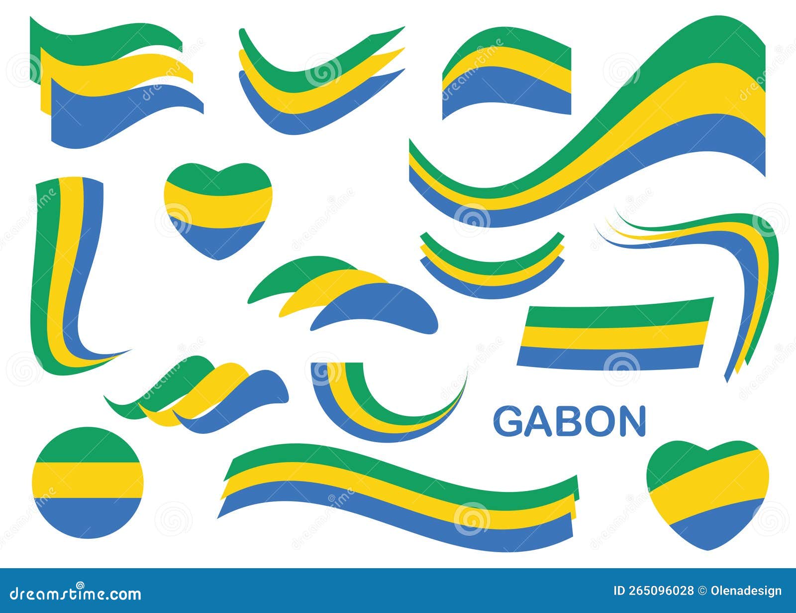 Flag of Gabon - Vector Curved Design Elements Stock Vector ...