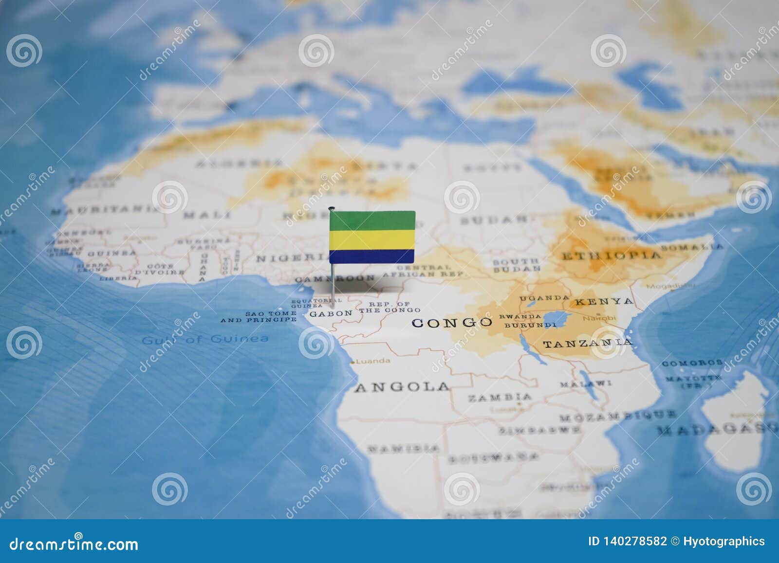 The Flag of Gabon in the World Map Stock Photo - Image of advertisement ...