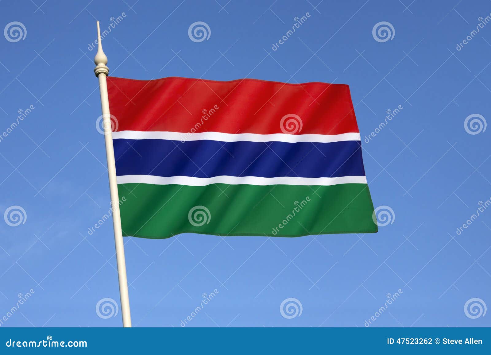 Flag of the Gambia stock photo. Image of africa, flagpole - 47523262