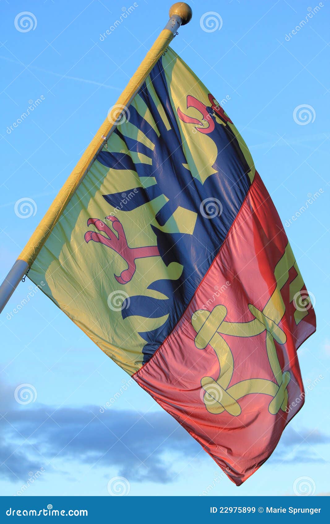Flag Of The Geneva Canton In The City Center Of Geneva, On The Leman ...