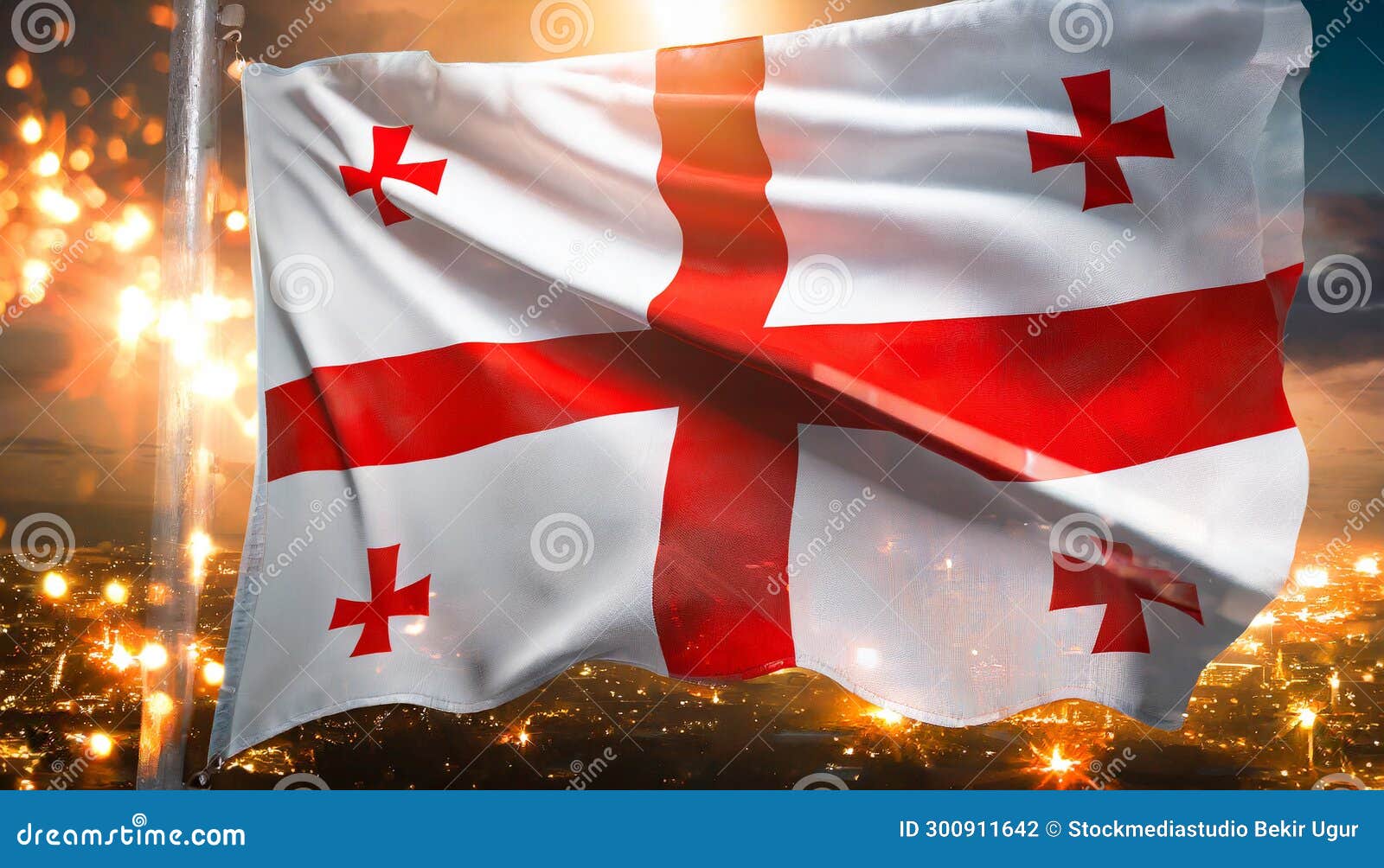 Flag of Georgia stock illustration. Illustration of wave - 300911642