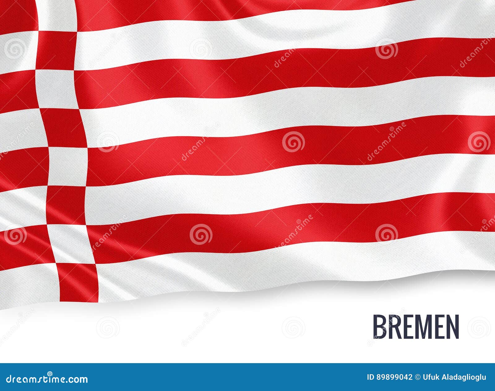 Flag of German State Bremen Waving on an Isolated White Background ...