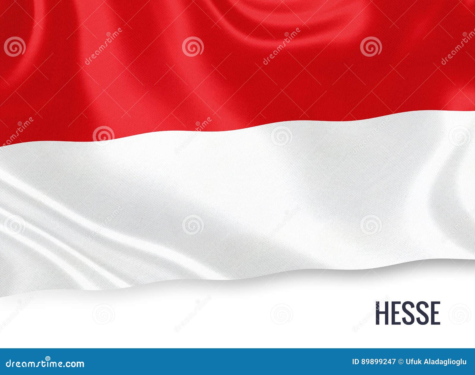 Flag of German State Hesse Waving on an Isolated White Background ...