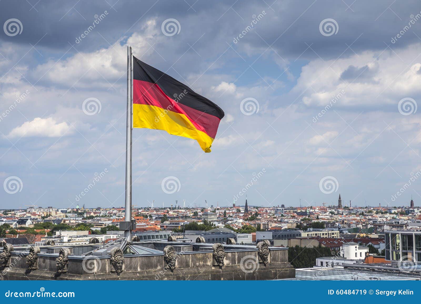The Flag of Germany Blowing on the Wind Stock Image - Image of ...