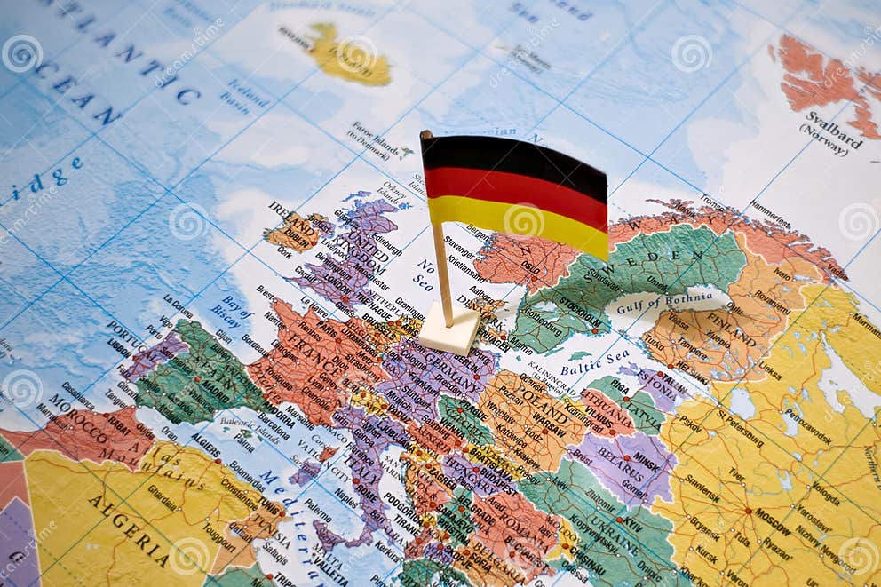 Germany on World Map with Flag Stock Image - Image of earth, travel ...