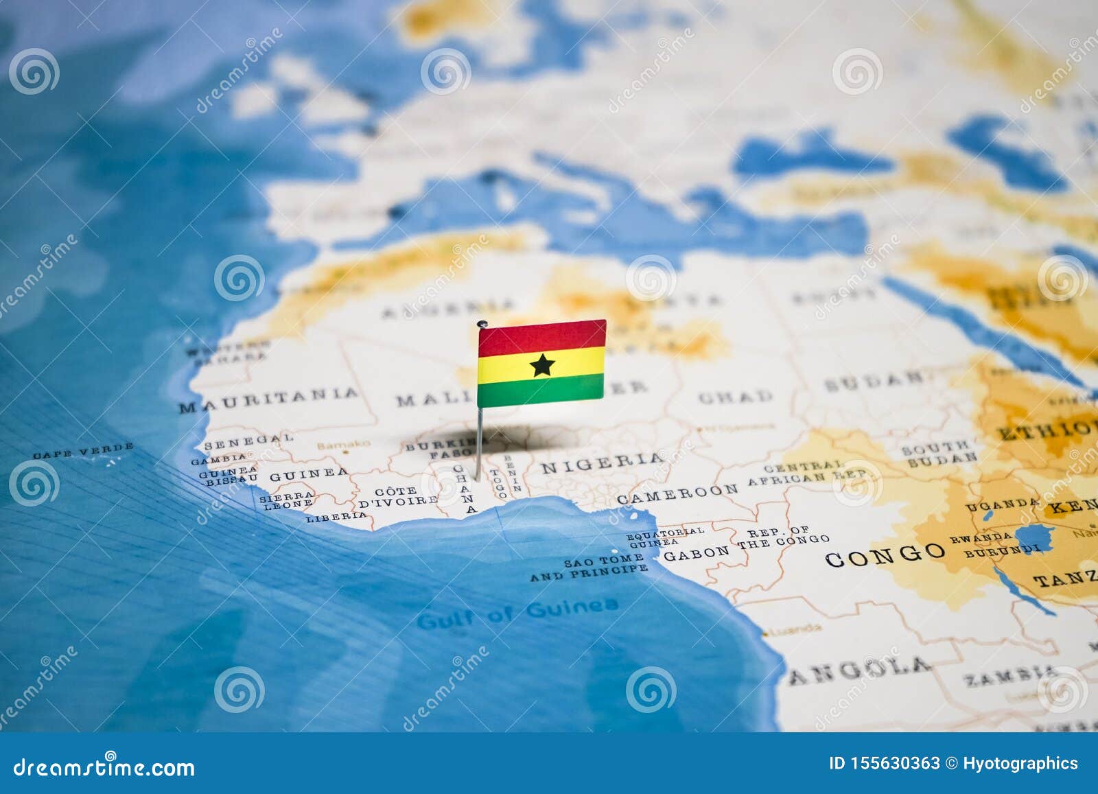 The Flag of Ghana in the World Map Stock Image - Image of city, holiday ...