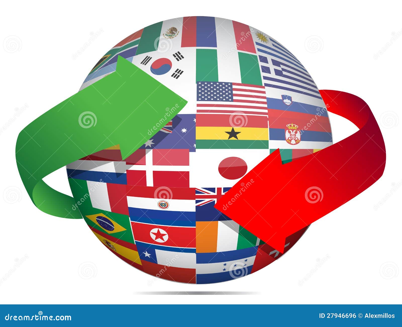Flag Globe With World Map Vector Illustration | CartoonDealer.com #55912542