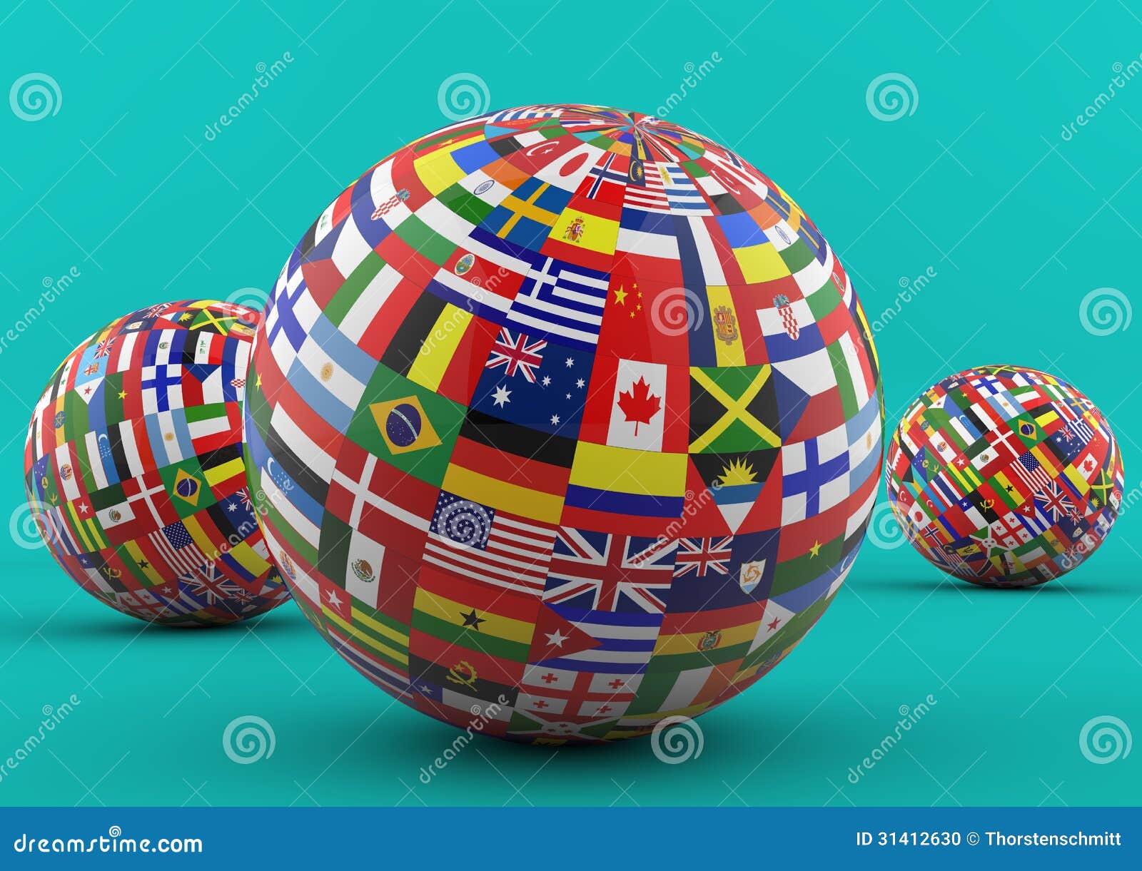 Flag Globe with Different Country Flags Stock Photo - Image of japan ...