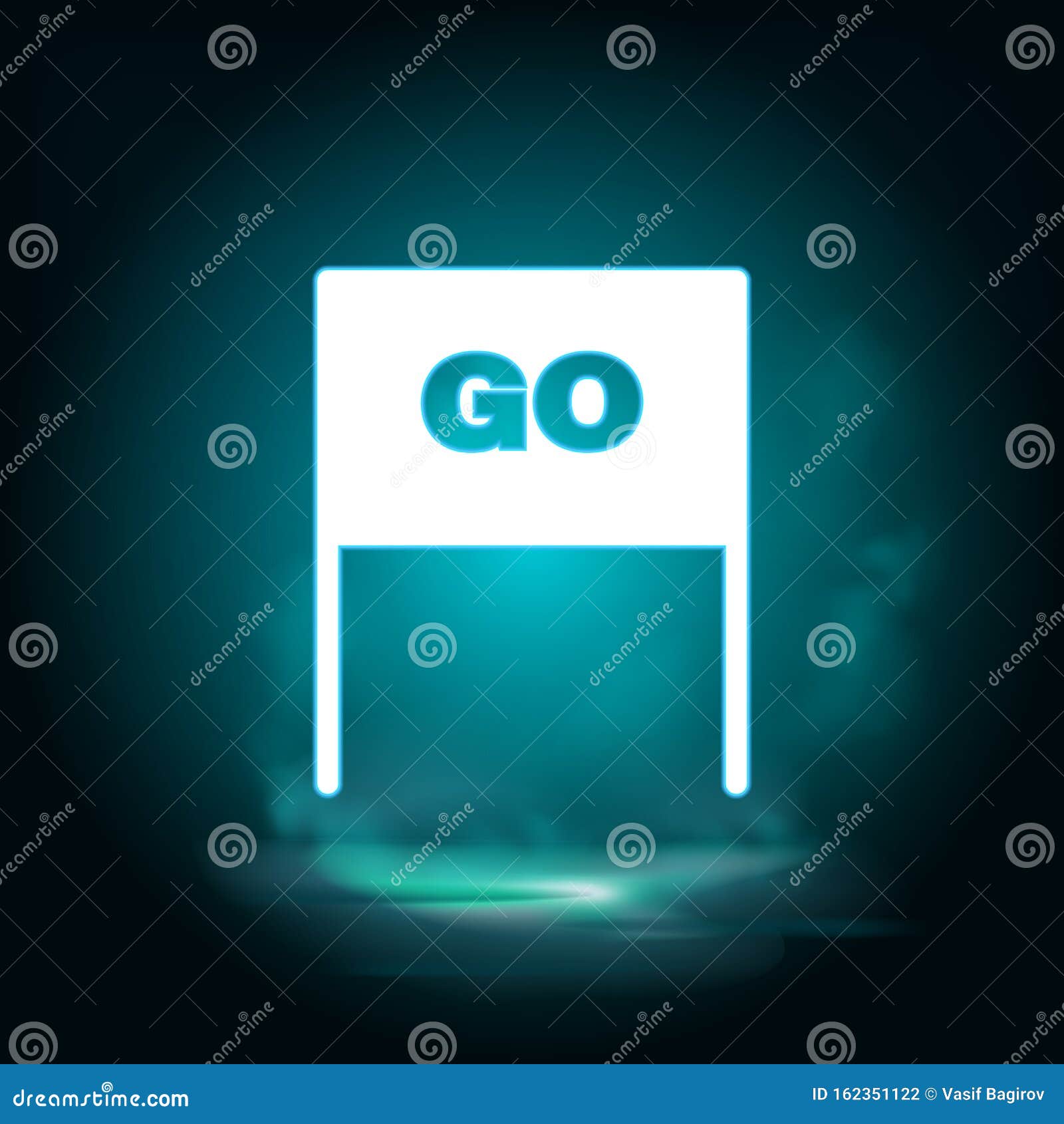 Flag, Go, Launch Vector Icon. Lighting Blue Smoke Neon Icon Stock ...