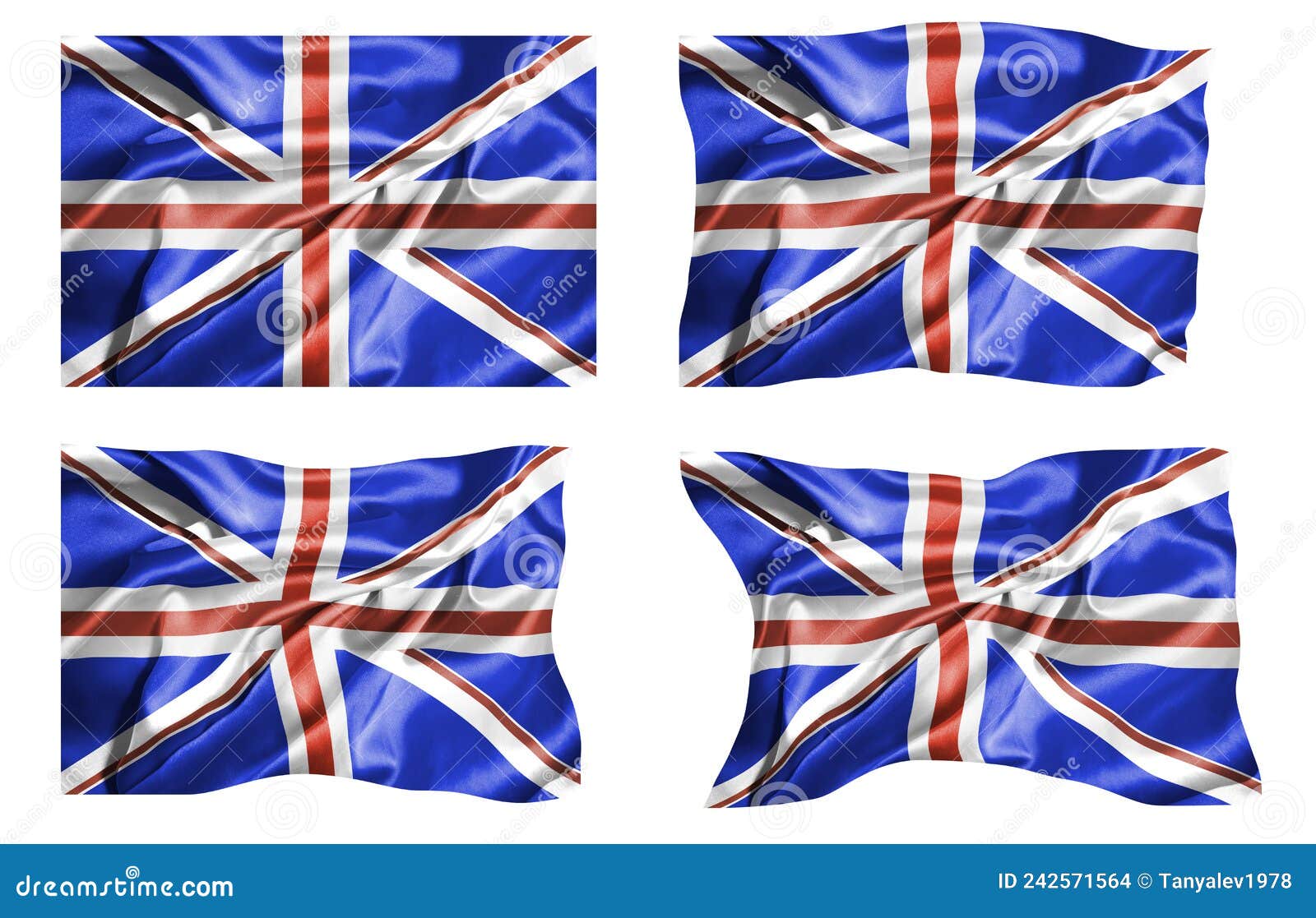 Flag of the Great Britain Silk Fabric Close-up White Background Stock ...