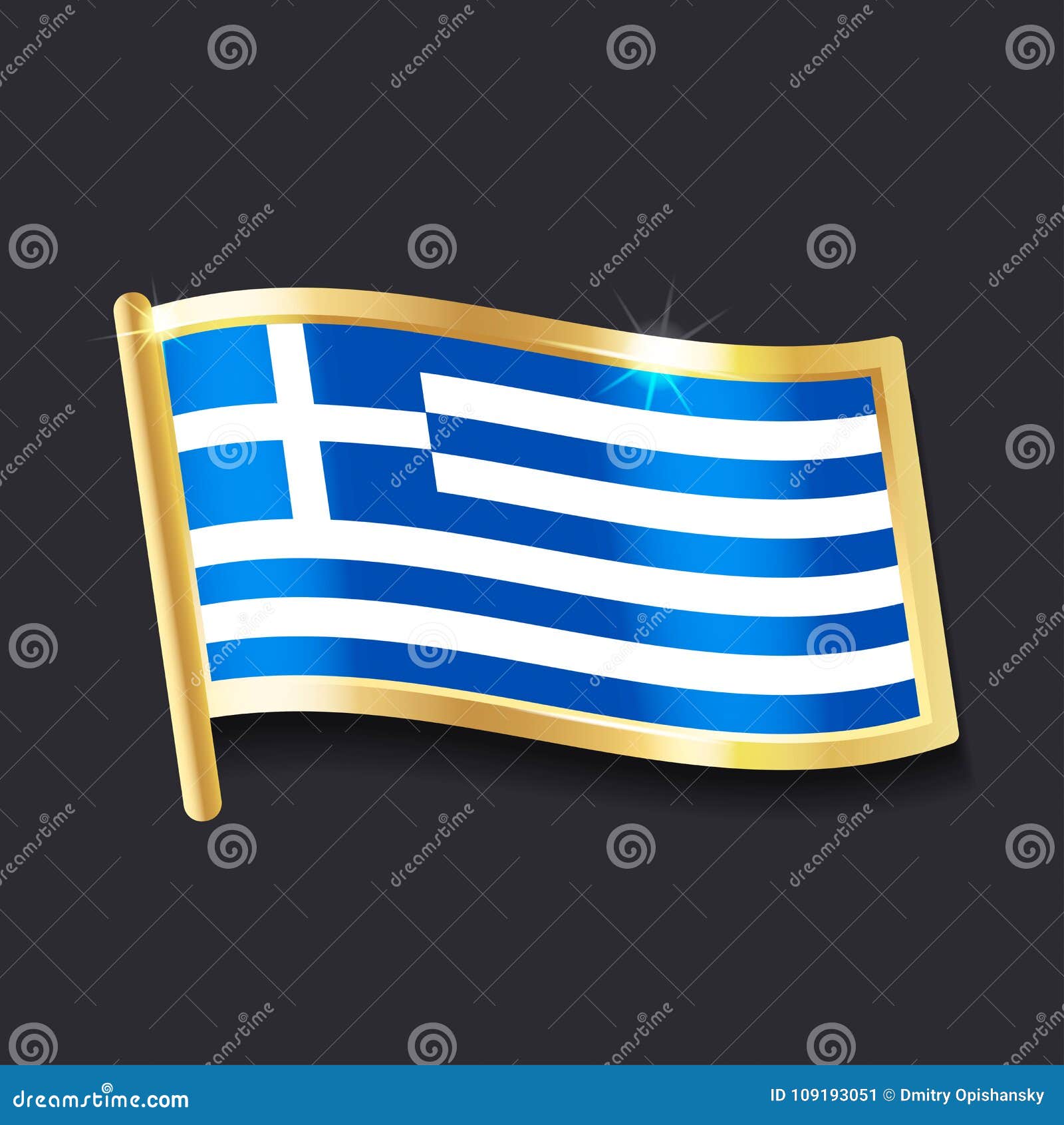 Flag of Greece in the Form of Badge Stock Vector - Illustration of ...