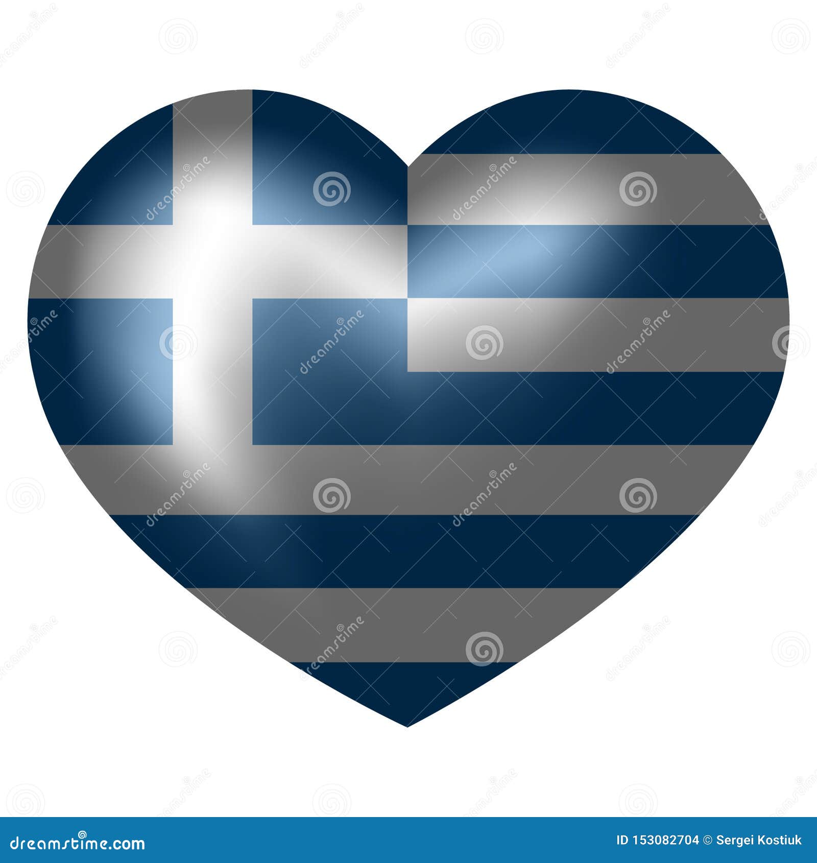Flag of Greece in Heart Shape. Vector Illustration. Stock Vector ...