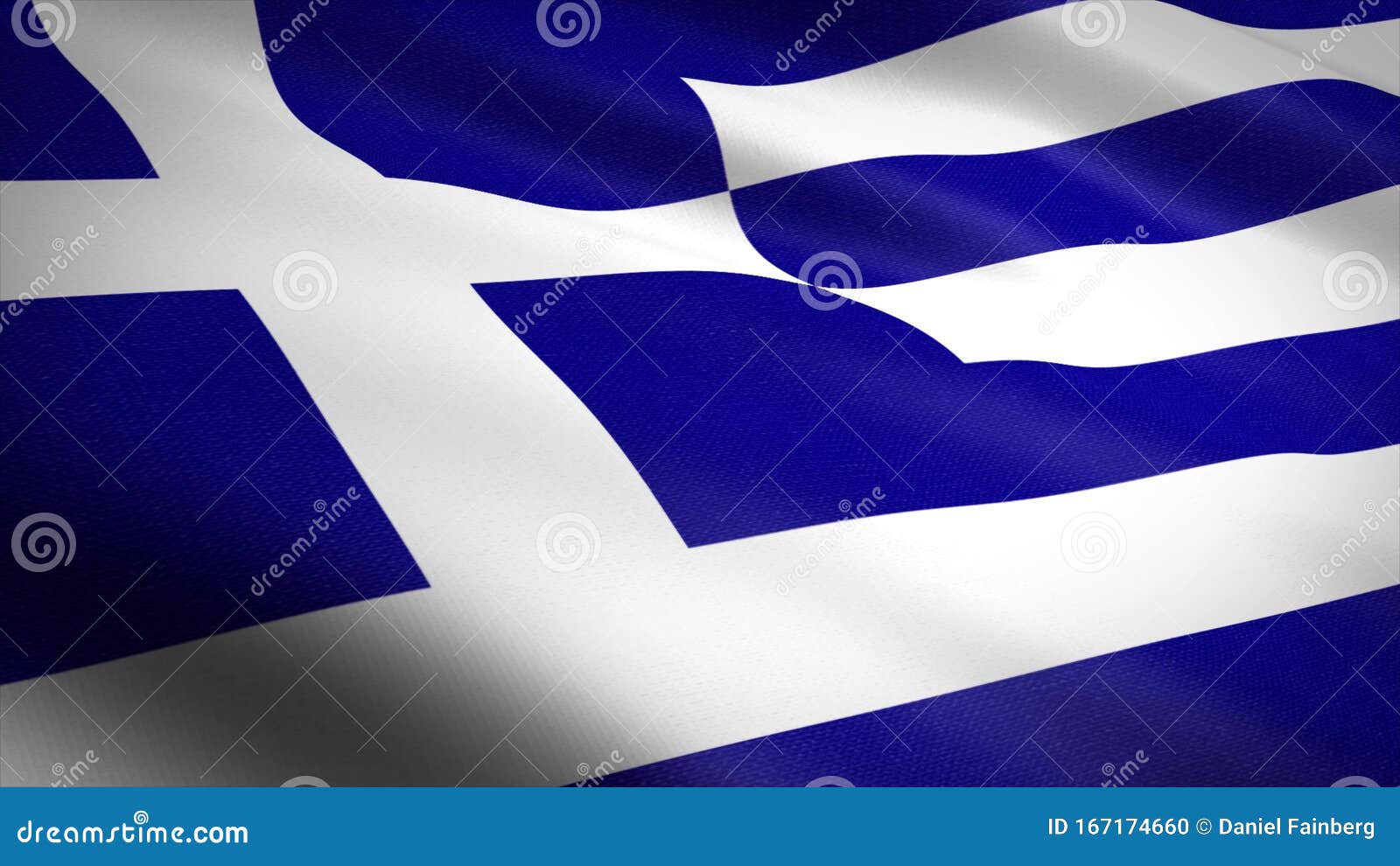 Flag of Greece. Realistic Waving Flag 3D Render Illustration with ...