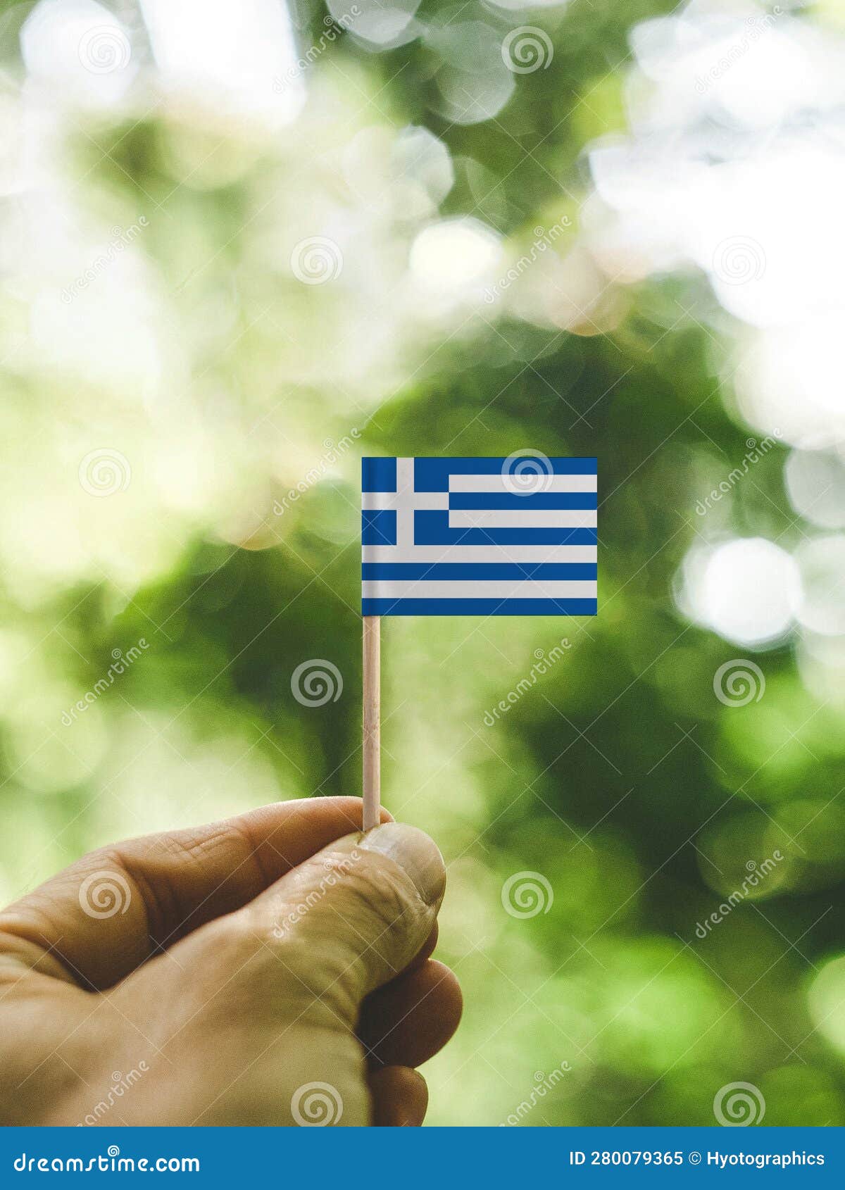 The Flag of the Greece Which is Held in Hand. Stock Image - Image of ...