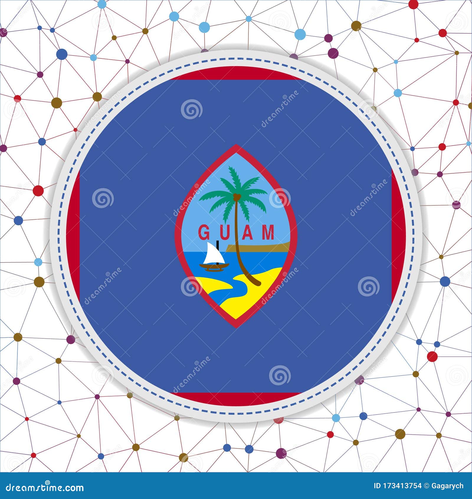 Flag Of Guam With Network Background. Vector Illustration ...