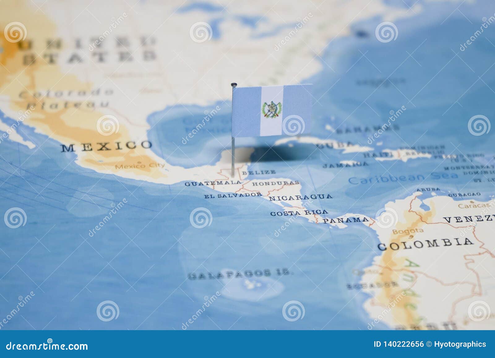 The Flag of Guatemala in the World Map Stock Photo - Image of departure ...