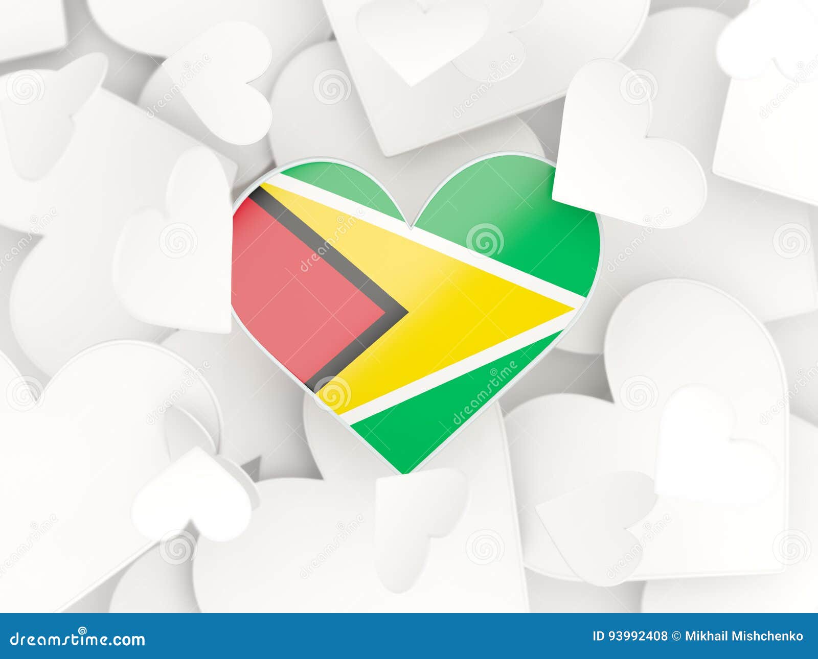 Guyana Heart Shaped Flag. Origami Paper Cut Guyanese National Banner ...