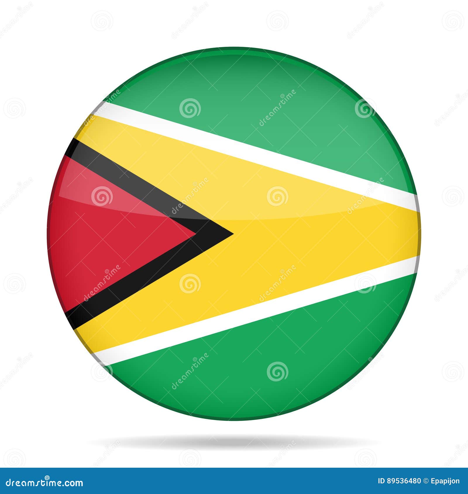 Flag of Guyana. Shiny Round Button. Stock Vector - Illustration of ...