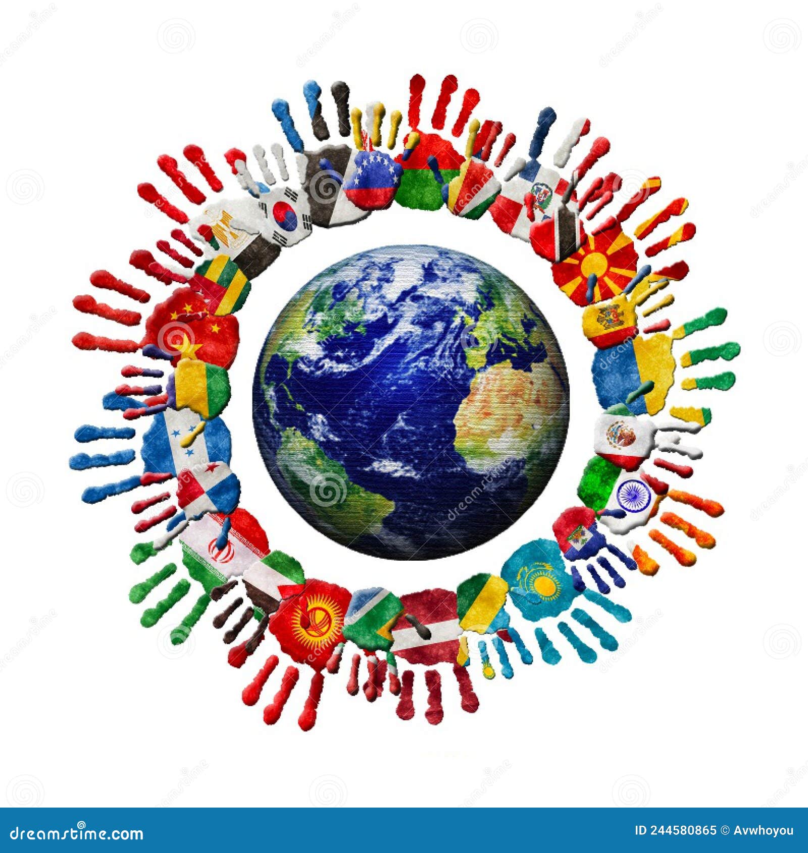 Flag Hands of Around the World Stock Illustration - Illustration of ...