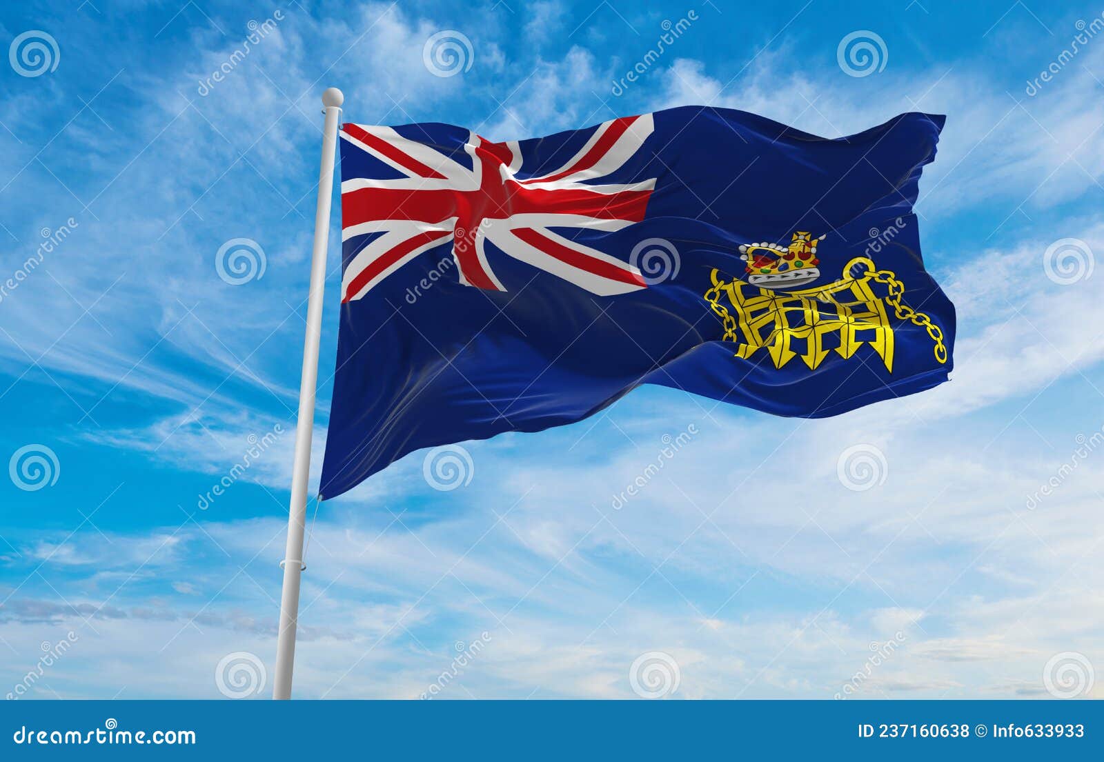 Flag of HM Customs Ensign at Cloudy Sky Background on Sunset, Pa Stock ...