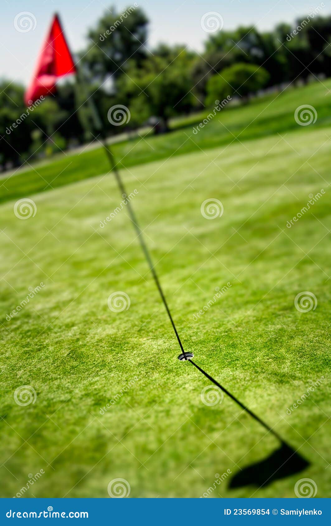 Flag and Hole on Golf Field Stock Photo - Image of landscape, game ...