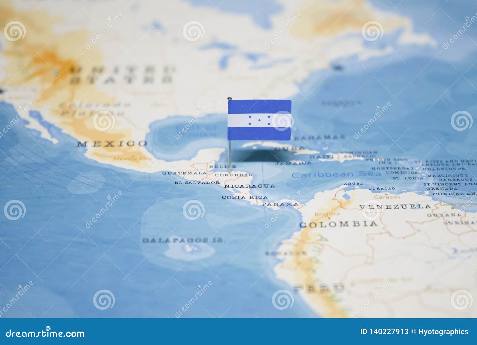 The Flag of Honduras in the World Map Stock Image - Image of ...