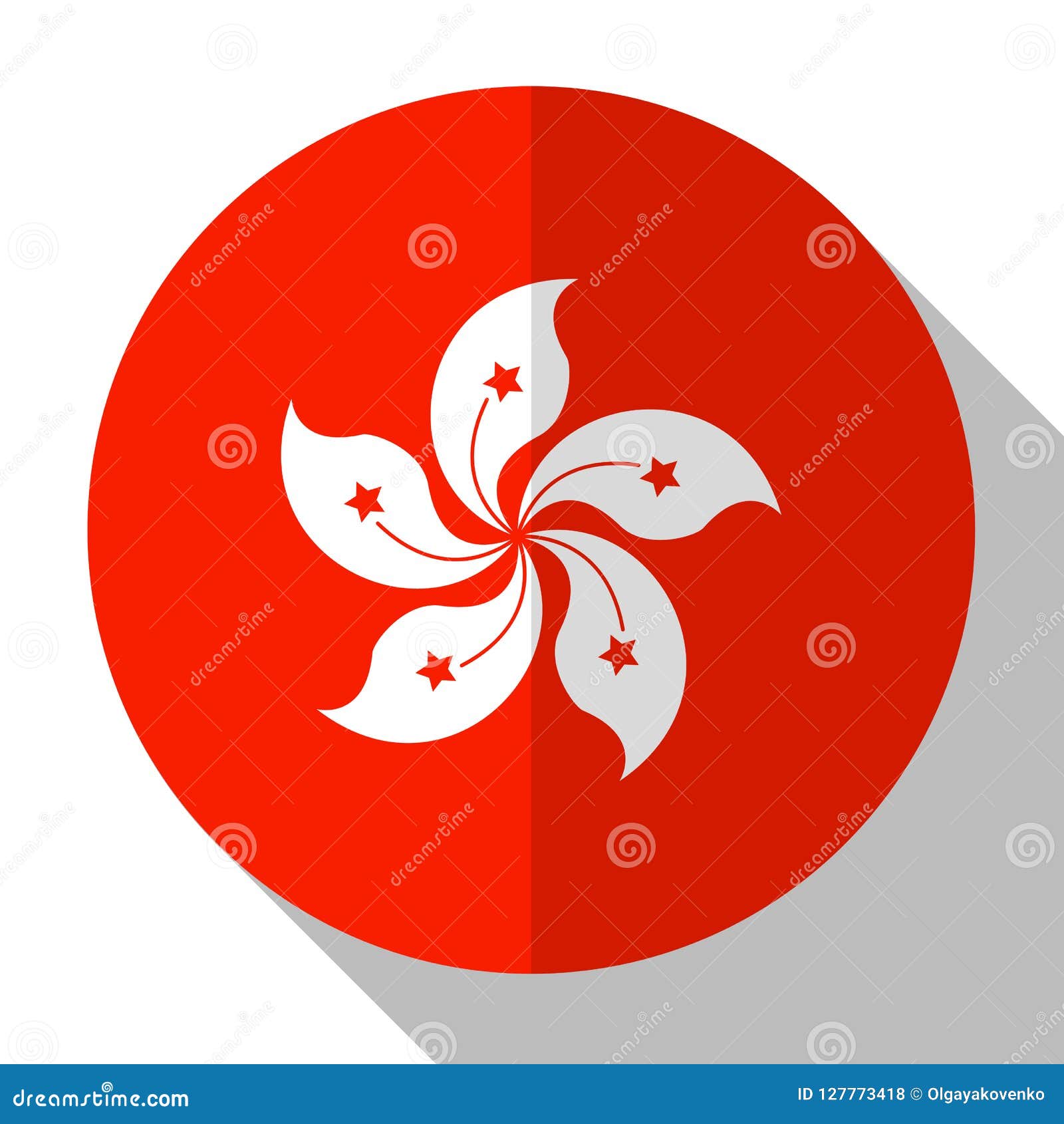 Flag Hong Kong - Round Flatstyle Button with a Shadow. Stock Vector ... Flag Hong Kong - Round Flatstyle Button with a Shadow. Stock Vector ...