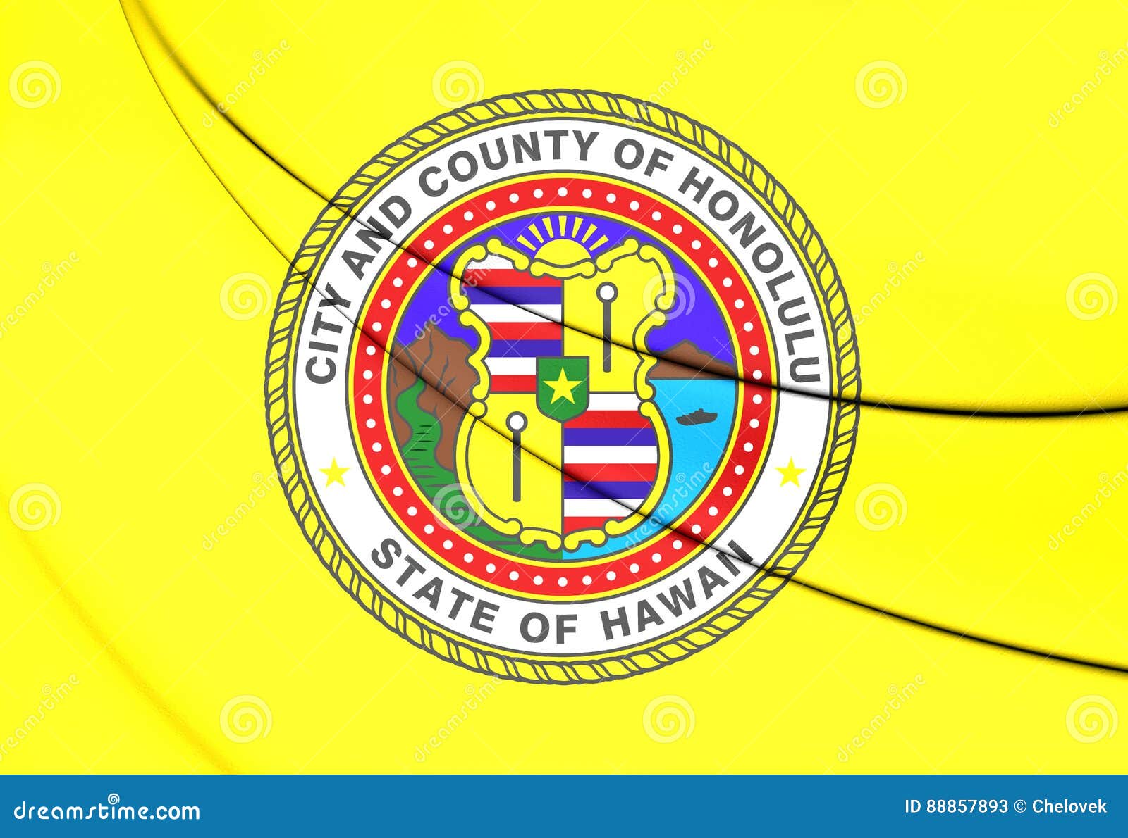 Flag of Honolulu Hawaii, USA. Stock Illustration - Illustration of wind ...