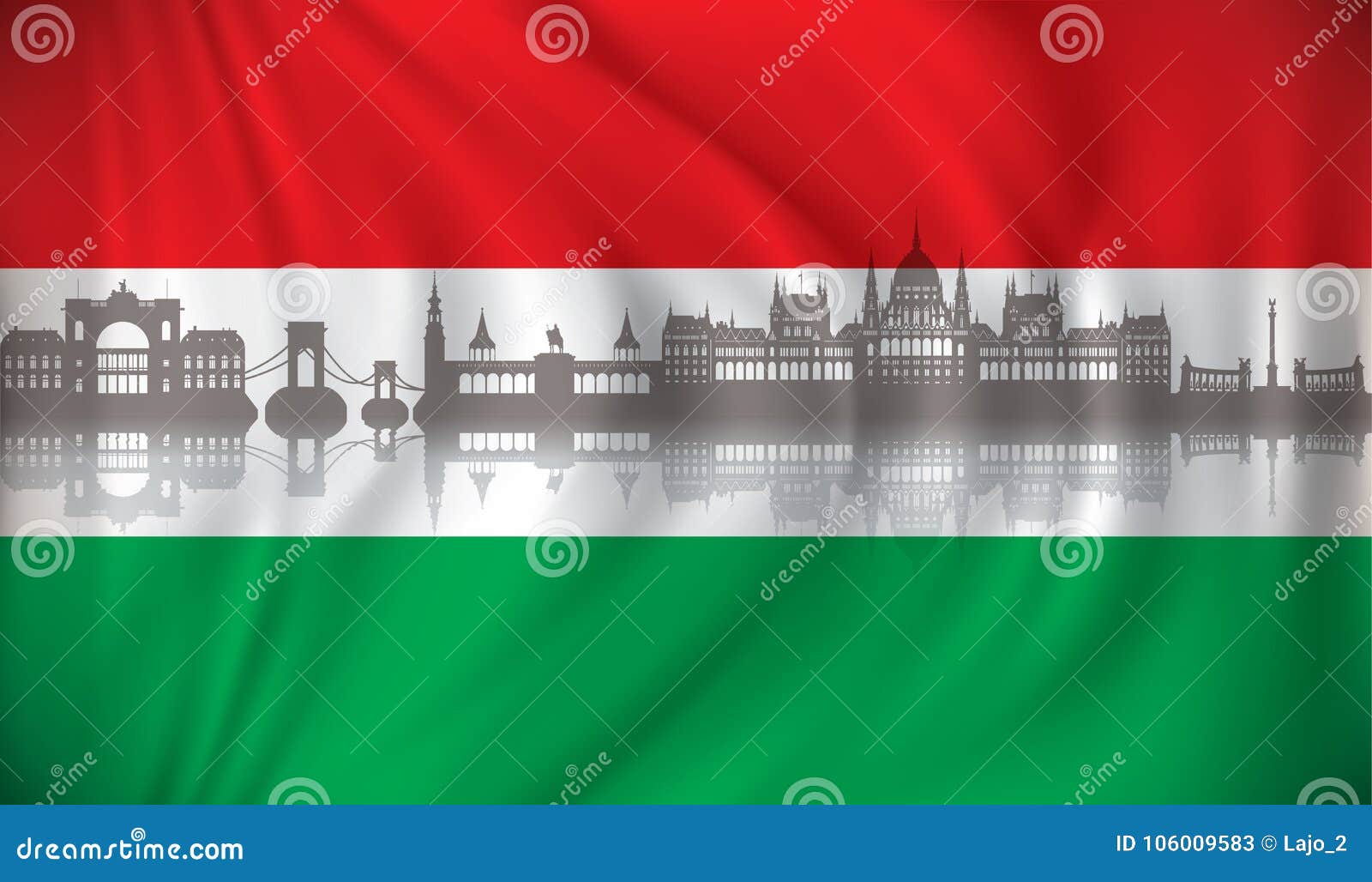 Flag of Hungary with Budapest Skyline Stock Vector - Illustration of ...