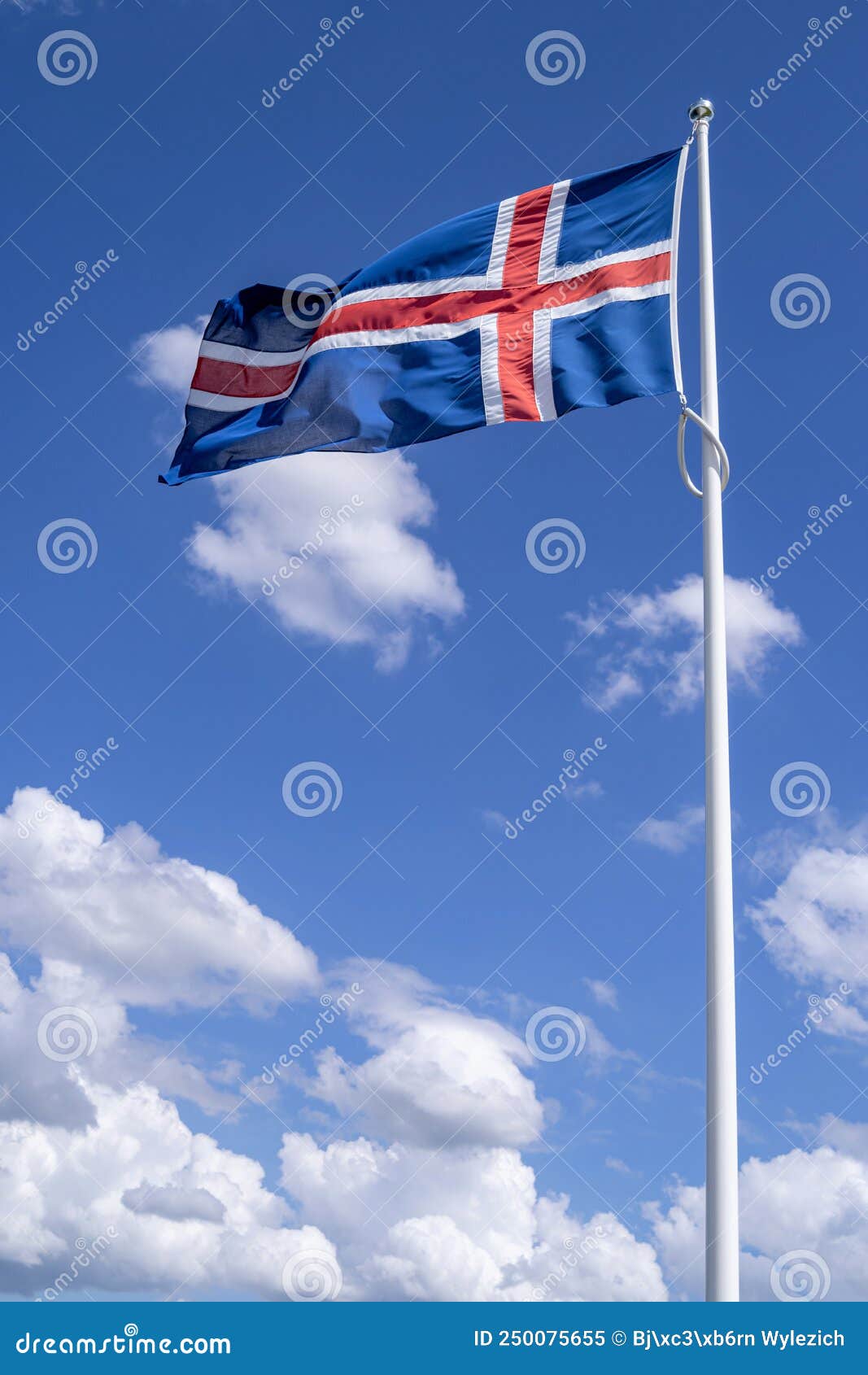 Icelandic flag stock image. Image of patriotism, flying - 250075655