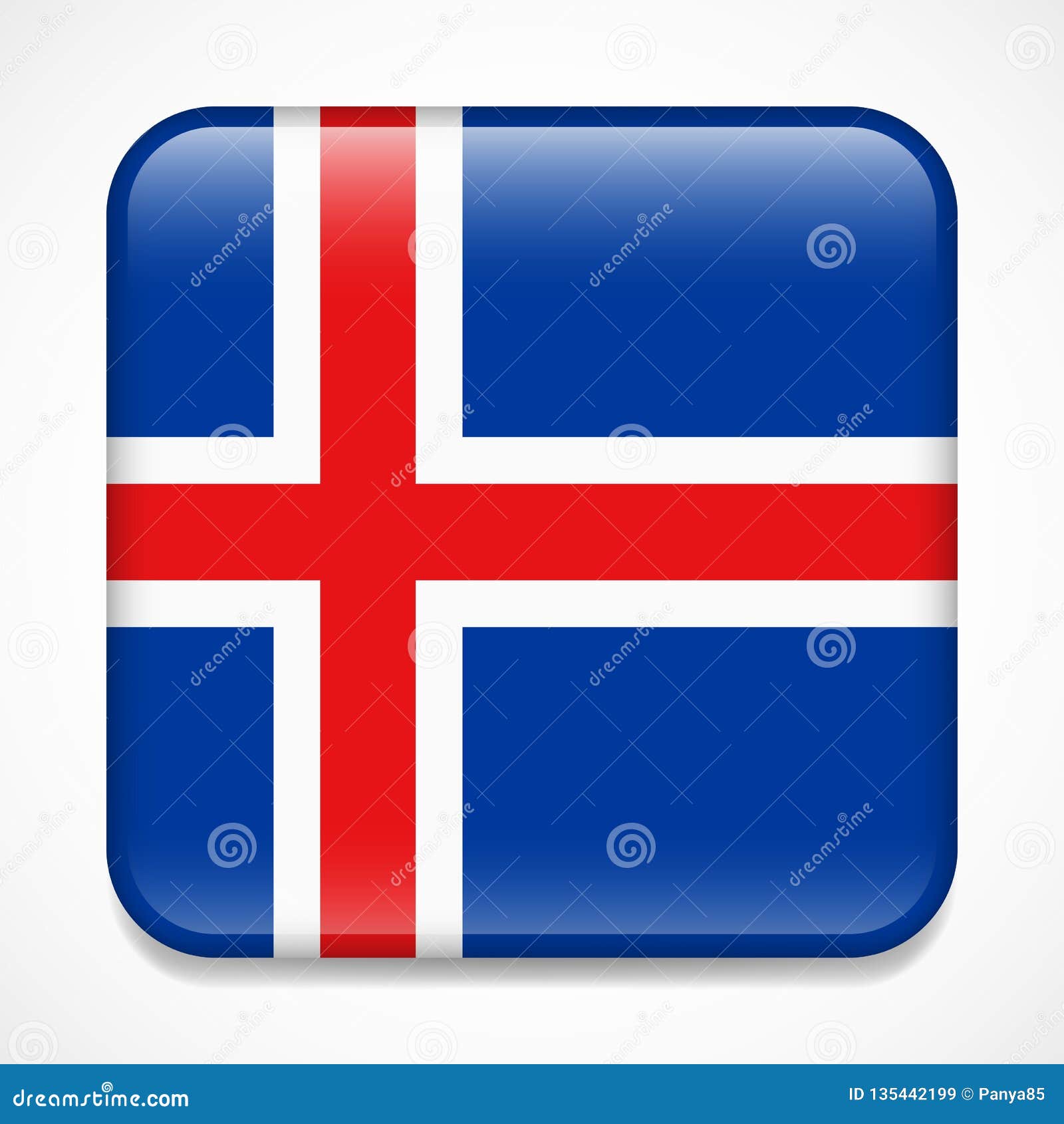 Flag of Iceland. Square Glossy Badge Stock Vector - Illustration of ...