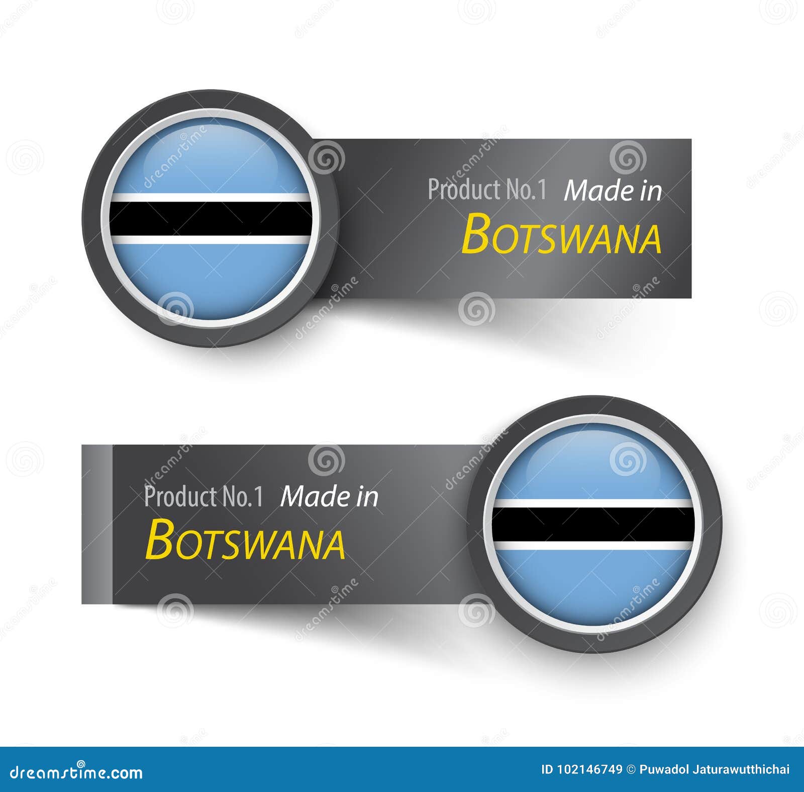 Flag Icon and Label with Text Made in Botswana Stock Vector ...