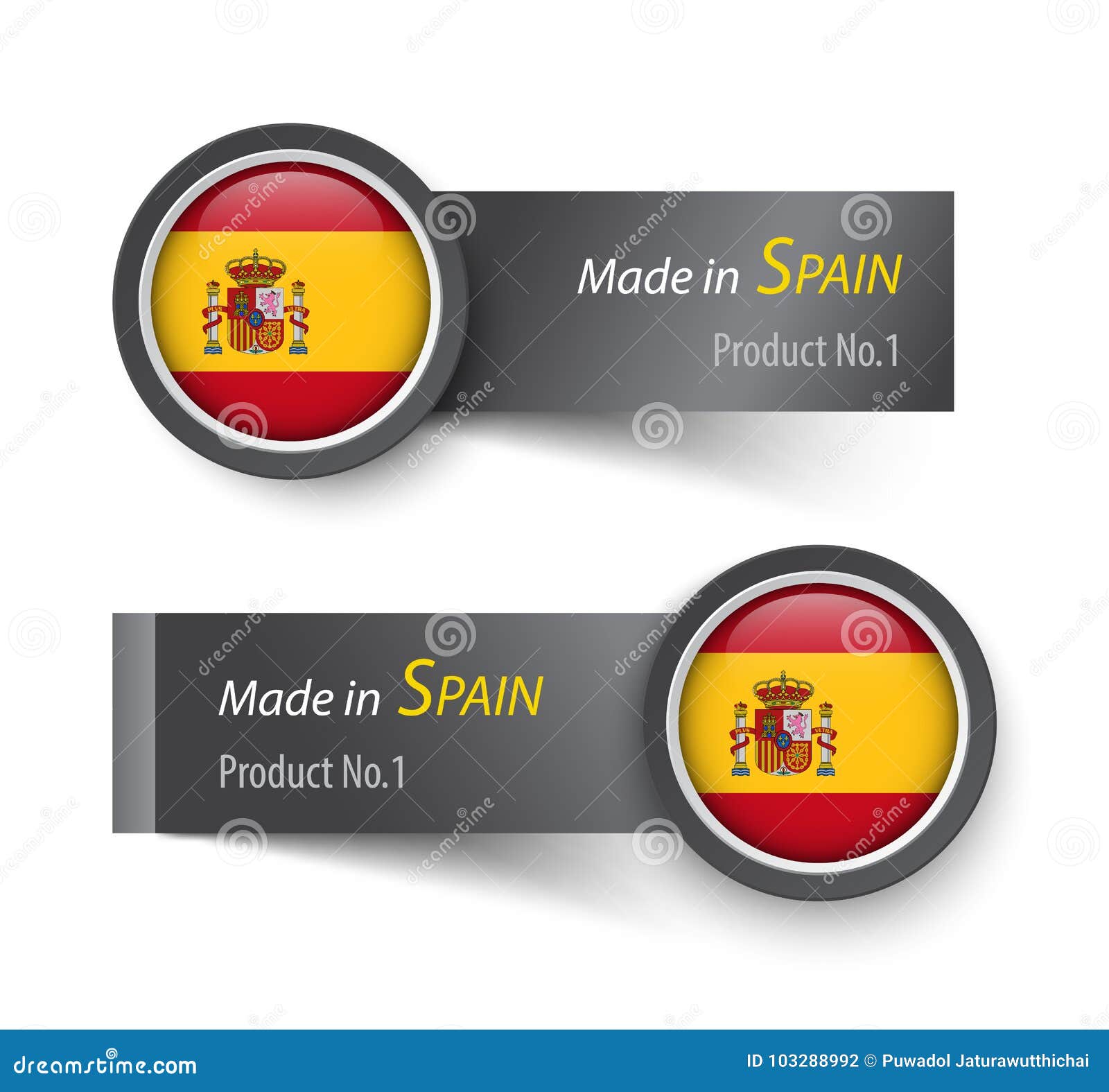 Flag Icon and Label with Text Made in Spain Stock Vector - Illustration ...