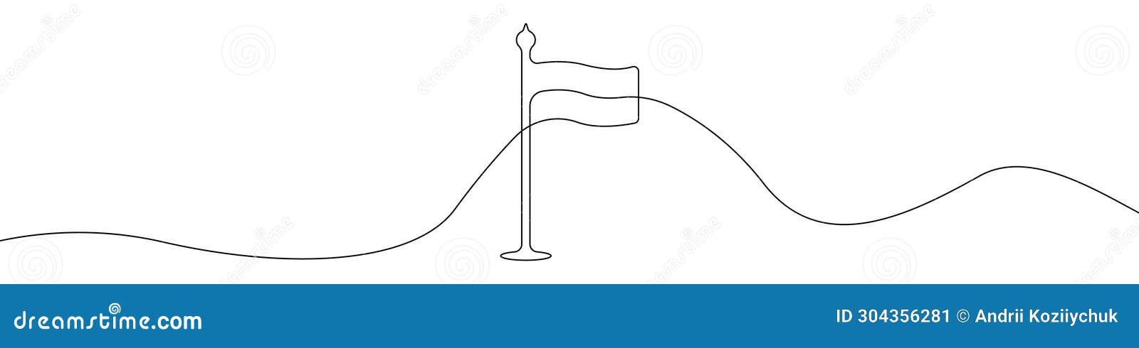 Flag Icon Line Continuous Drawing Vector. One Line Flagpole Icon Vector ...