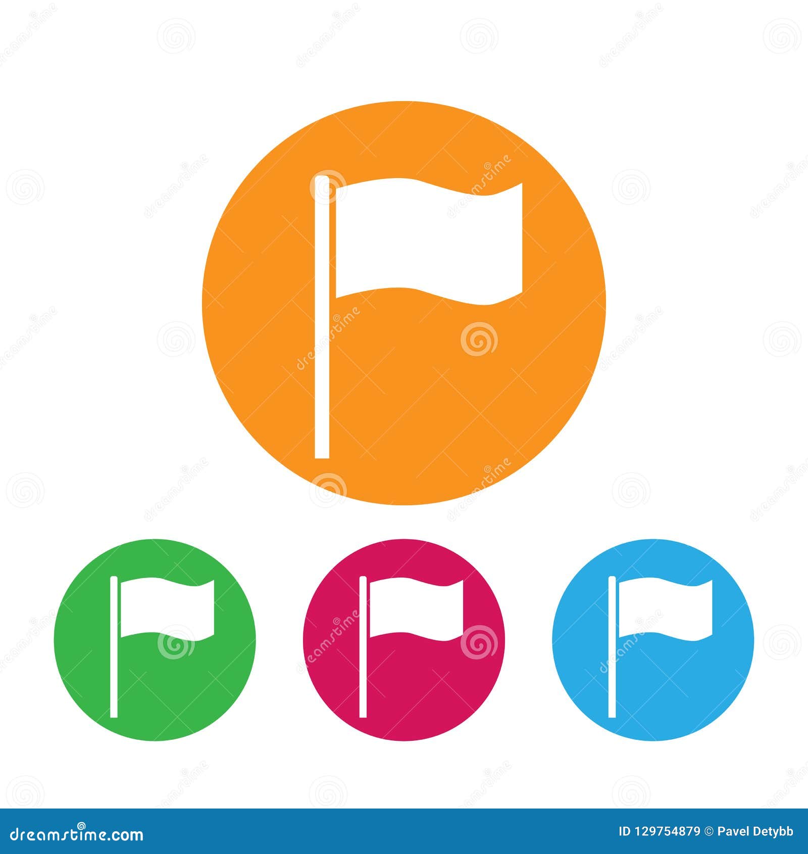 Flag Icon. Location Marker Symbol. Vector Illustration, Flat Design ...