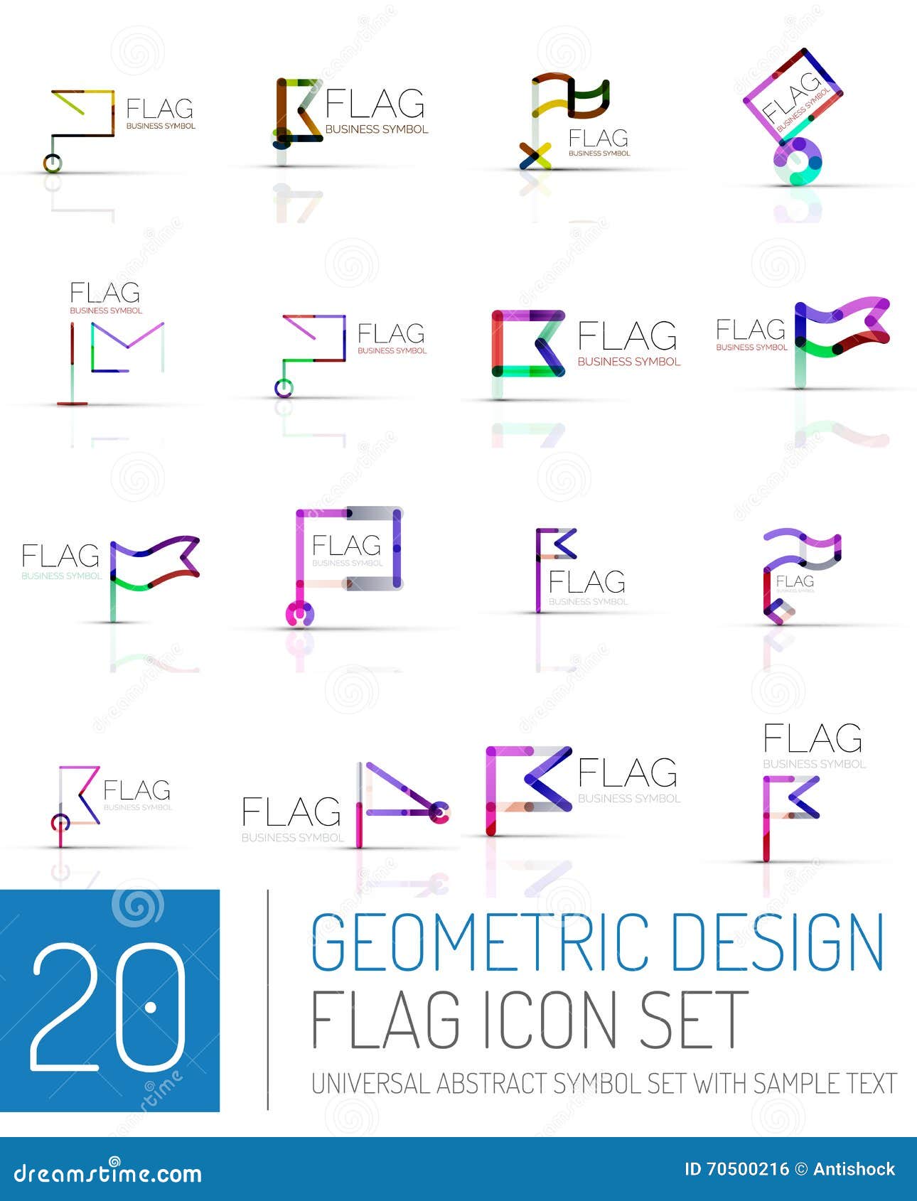 Flag Icon Logo Set, Linear Design Stock Vector - Illustration of ...