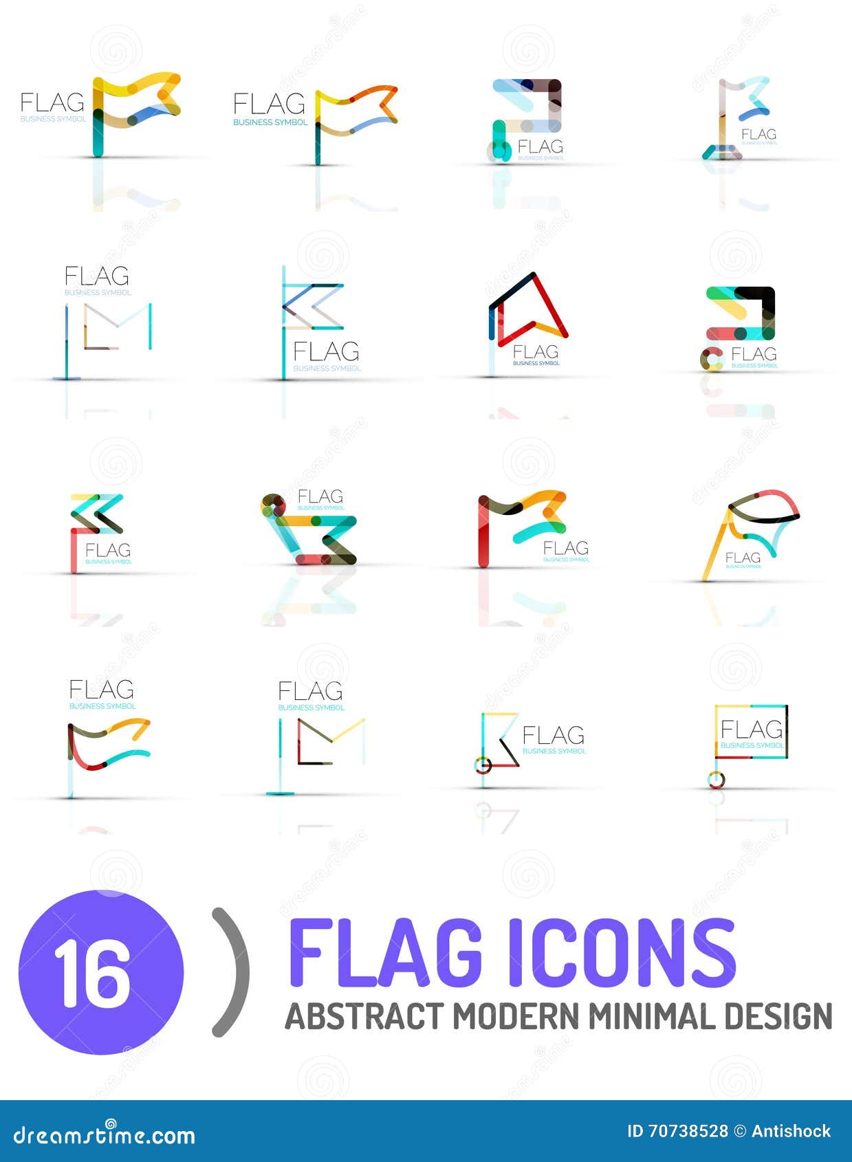 Flag Icon Logo Set, Linear Design Stock Vector - Illustration of ...