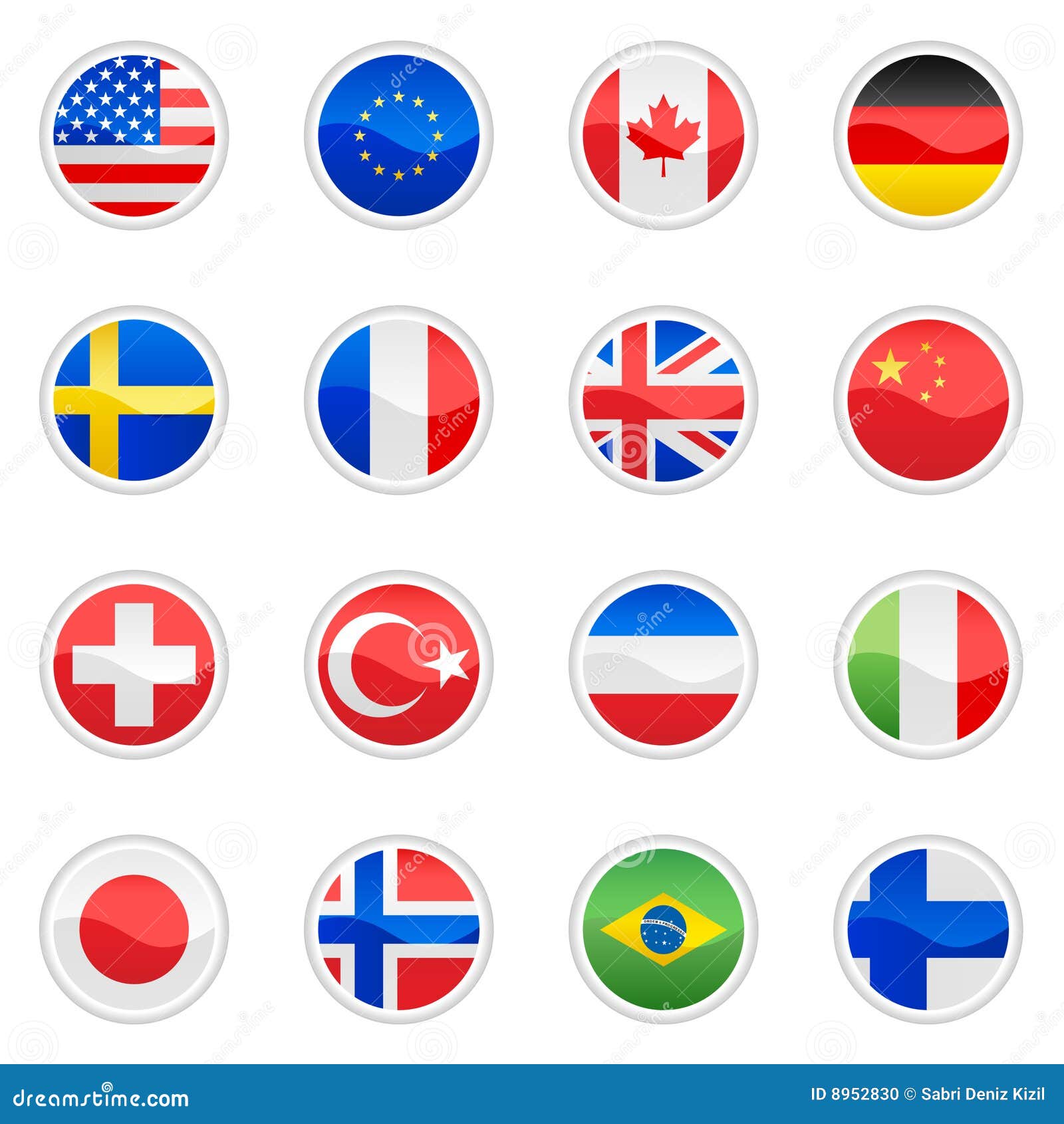Flag icon set stock vector. Illustration of language, swiss - 8952830
