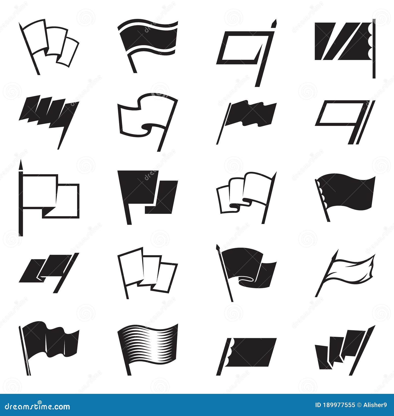 Flag icon and signs set stock vector. Illustration of event - 189977555