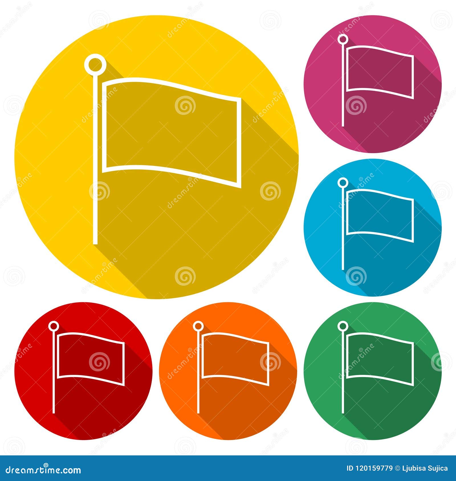 Flag Icons Set with Long Shadow Stock Vector - Illustration of flag ...