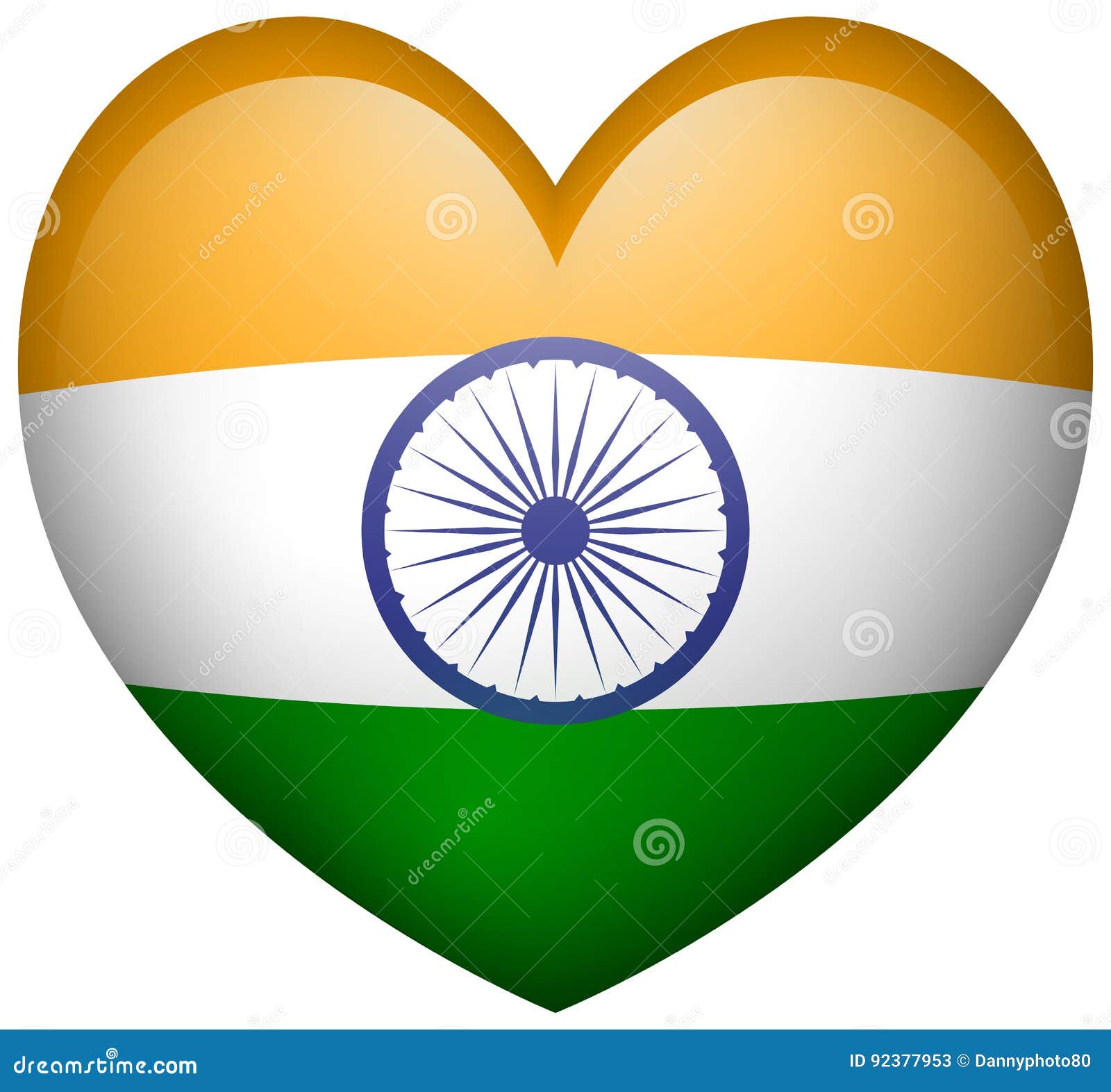 Flag of India in Heart Shape Icon Stock Vector - Illustration of button ...